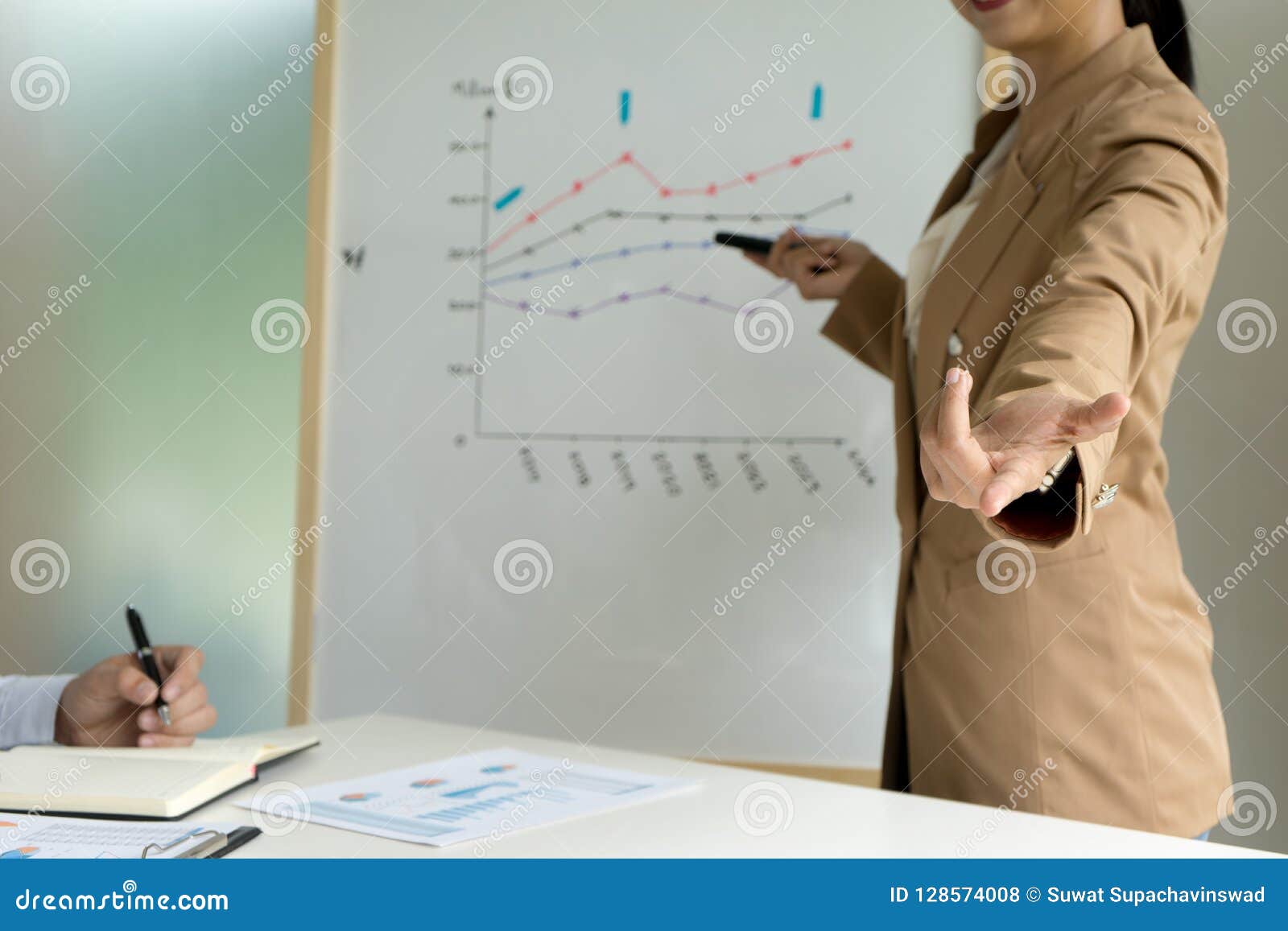 Presentation in Business Group Meeting Show Chart Graph Stock Photo ...