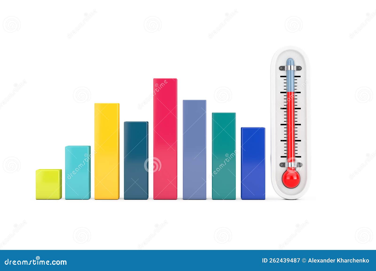 Presentation Business Infographic Graph Bars with Outdoor Thermometer ...