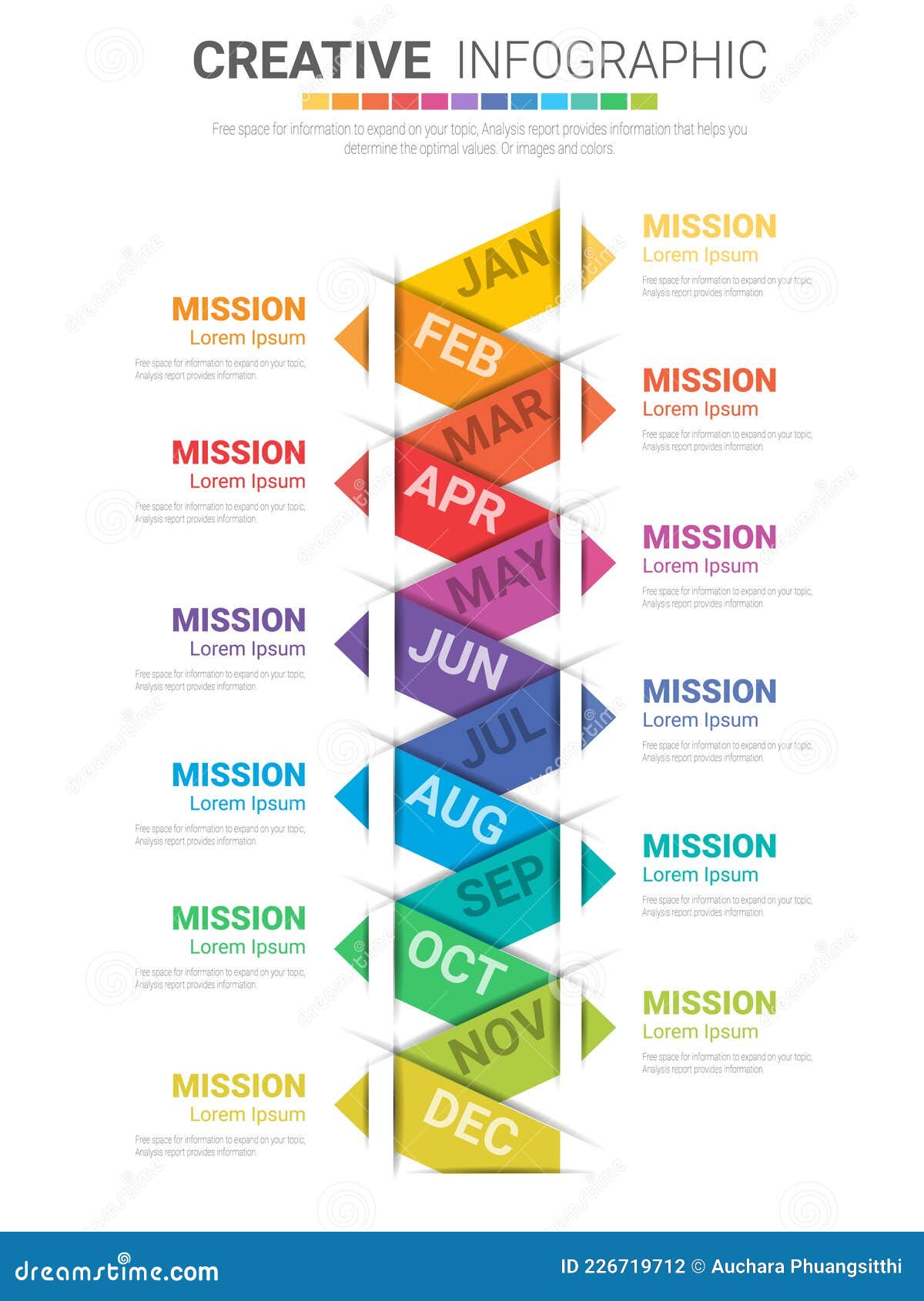 Presentation Business Infographic Template for 12 Months Stock Vector ...