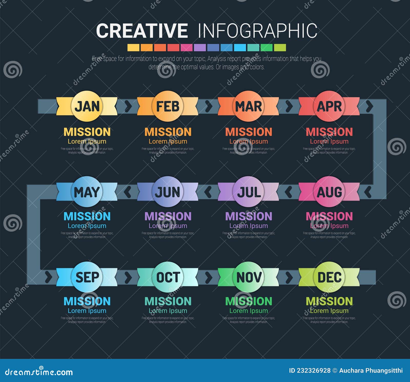 Presentation Business Infographic Template for 12 Months Stock Vector ...