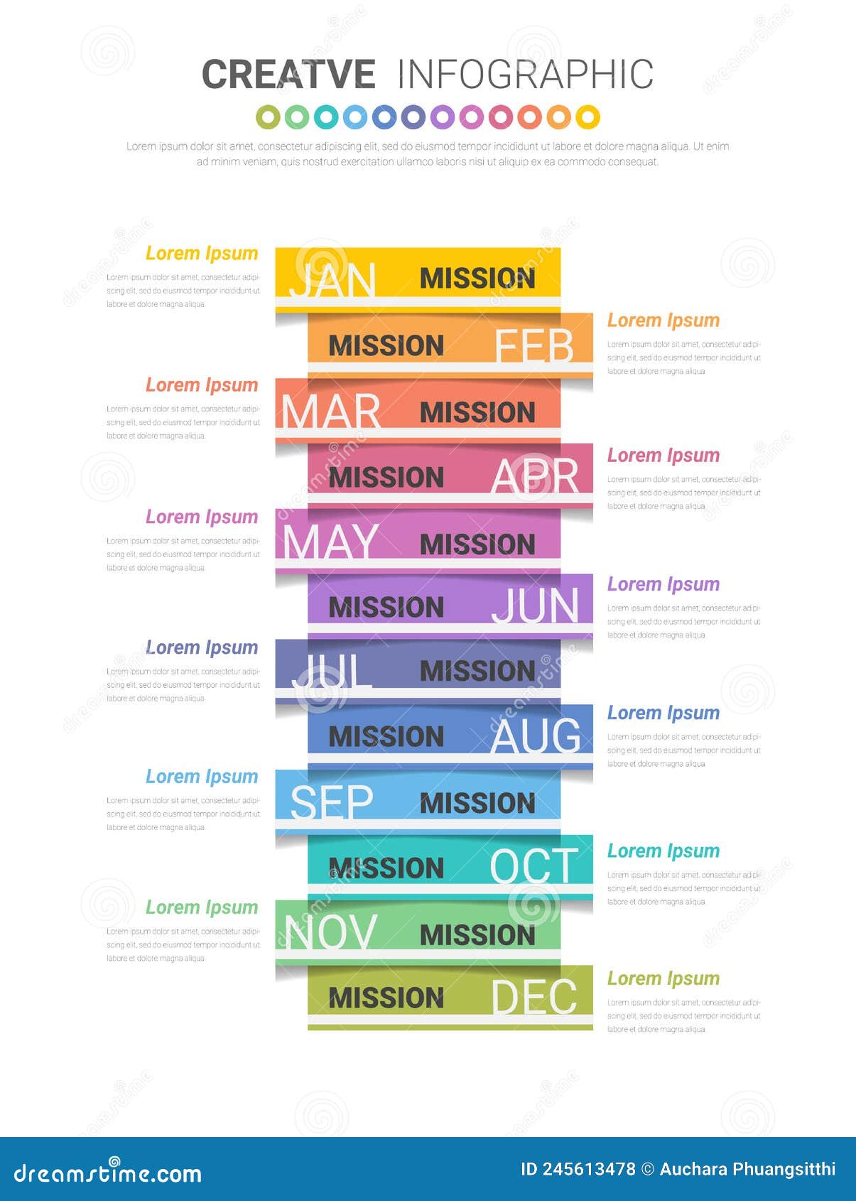 Infographic 12 Months Modern Timeline Diagram Calendar With Gantt Chart ...