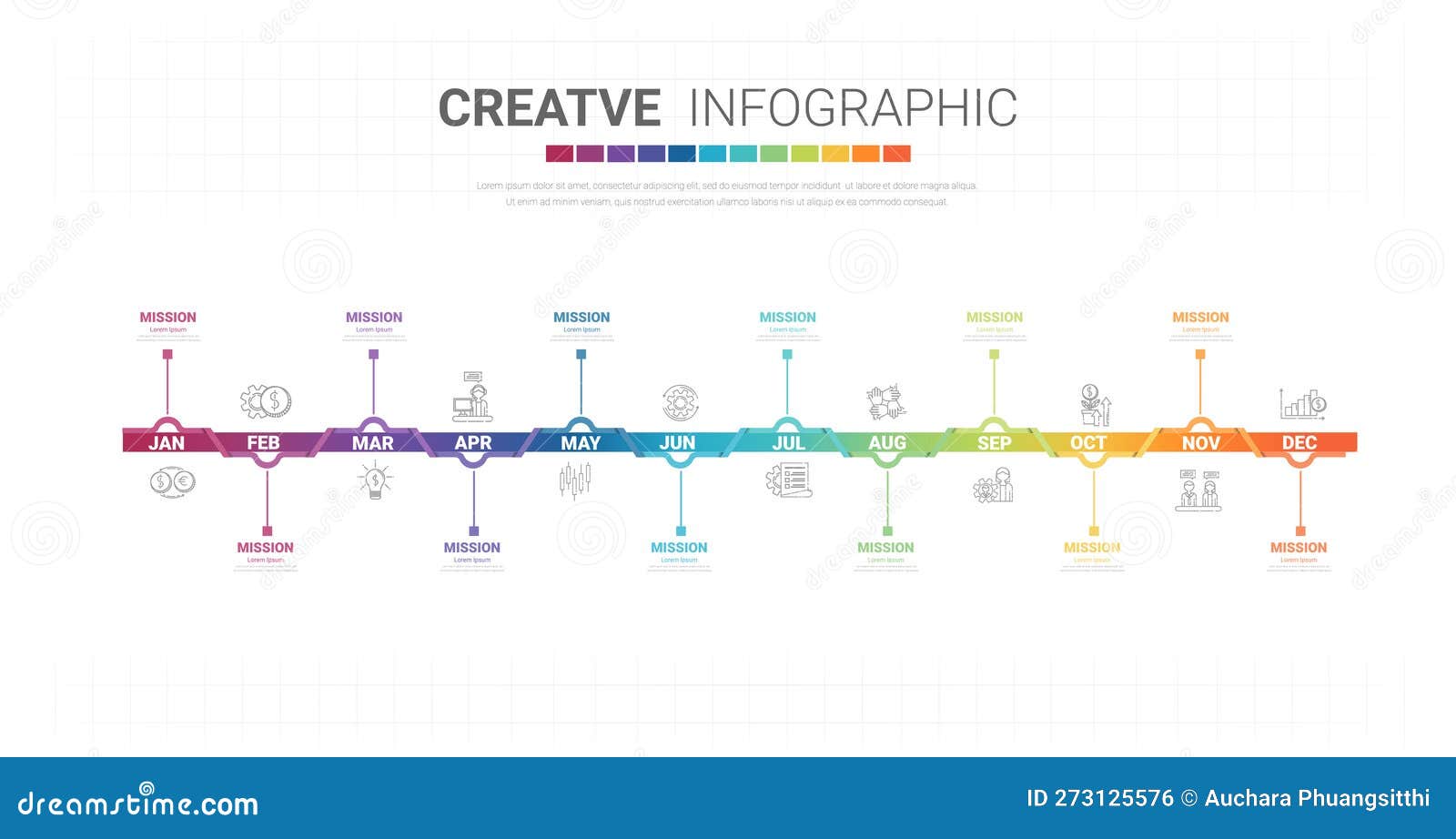 Presentation Business Infographic Template for 12 Months Stock Vector ...