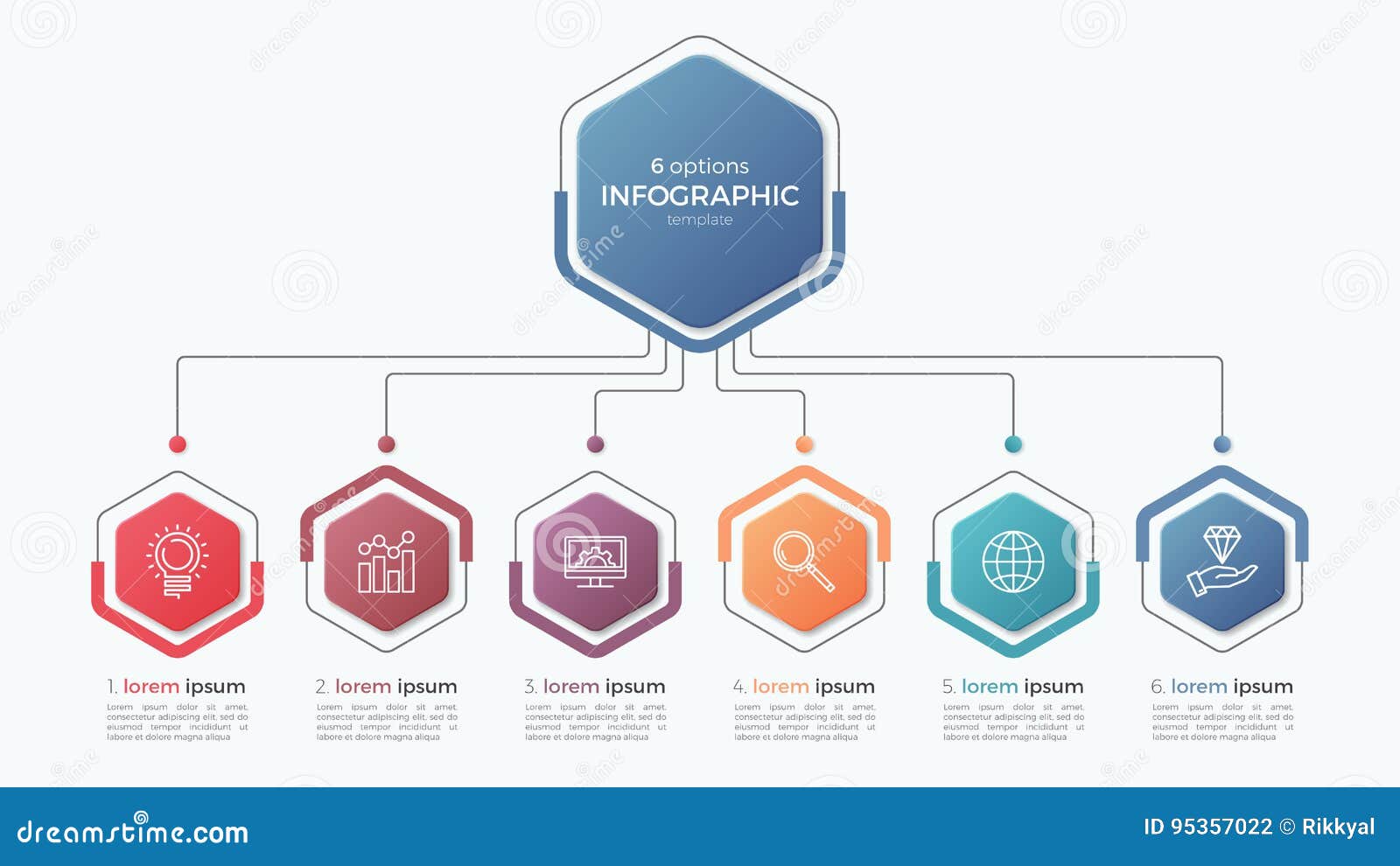 Presentation Business Infographic Template with 6 Options. Stock Vector ...