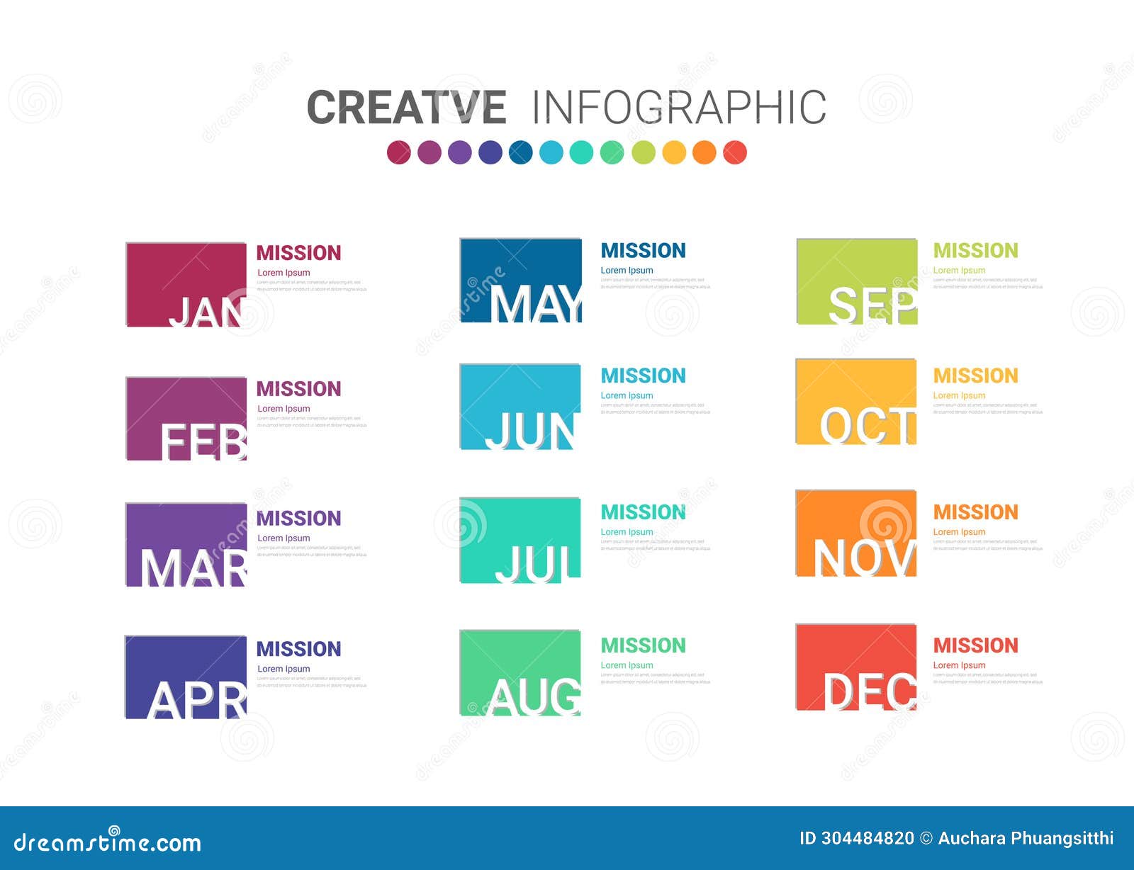 Presentation Business Infographic Template, Timeline for 12 Months, 1 ...