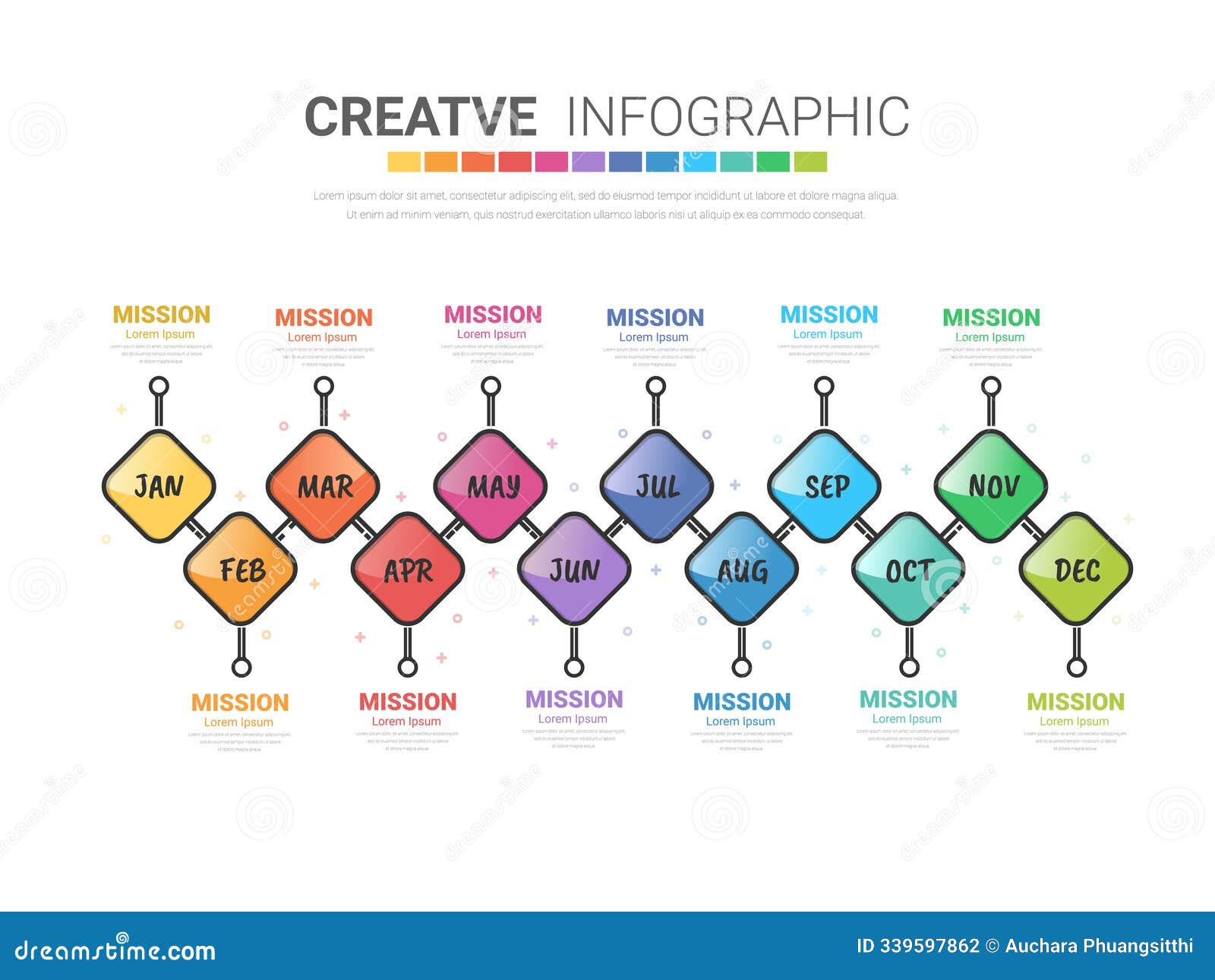 Presentation Business Infographic Template, Timeline for 12 Months, 1 ...