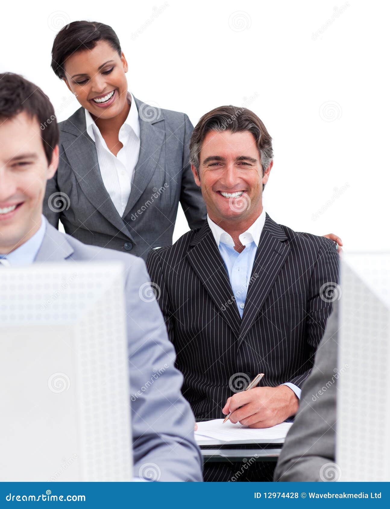 Presentation of a Business Team at Work Stock Photo - Image of headset ...