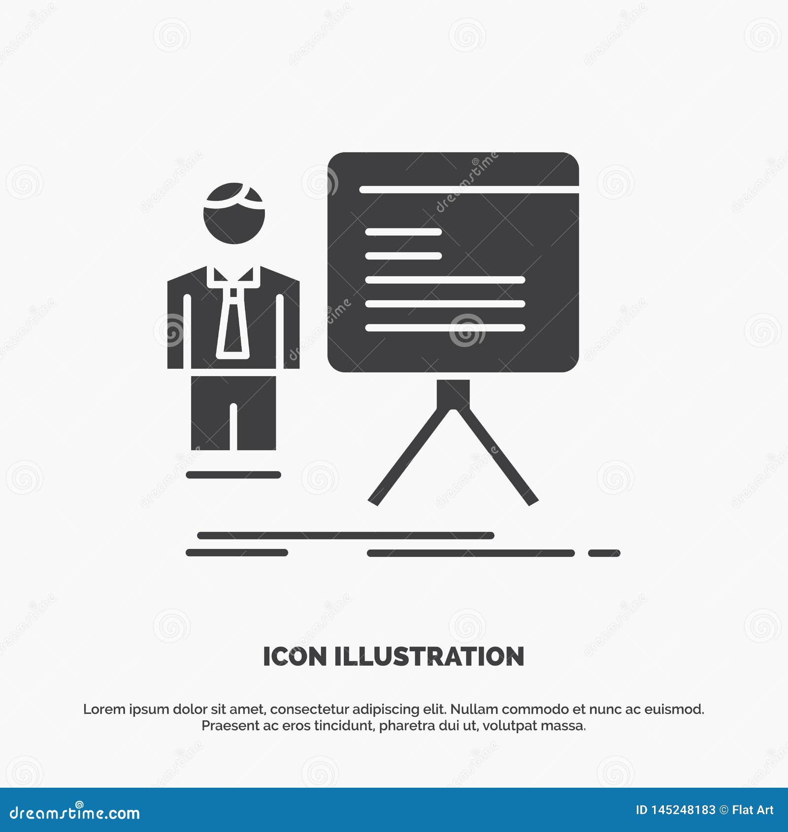 Presentation, Businessman, Chart, Graph, Progress Icon. Glyph Vector ...