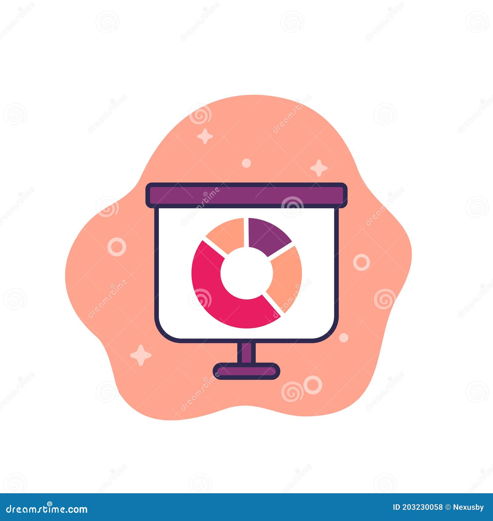 Presentation with Chart Icon with Outline Stock Vector - Illustration ...