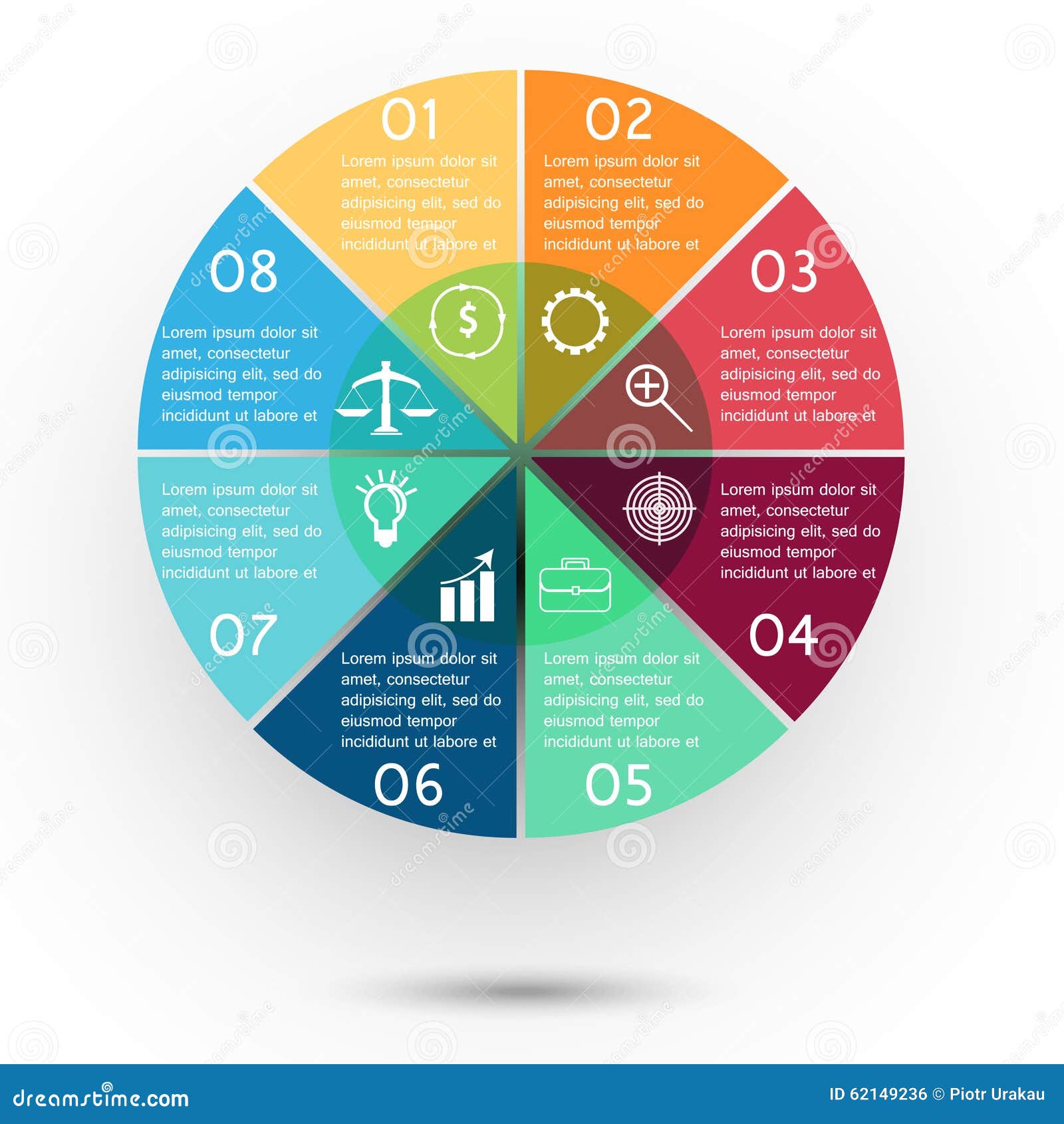 Presentation Circle Chart Template With 10 Options. Editable Chart ...