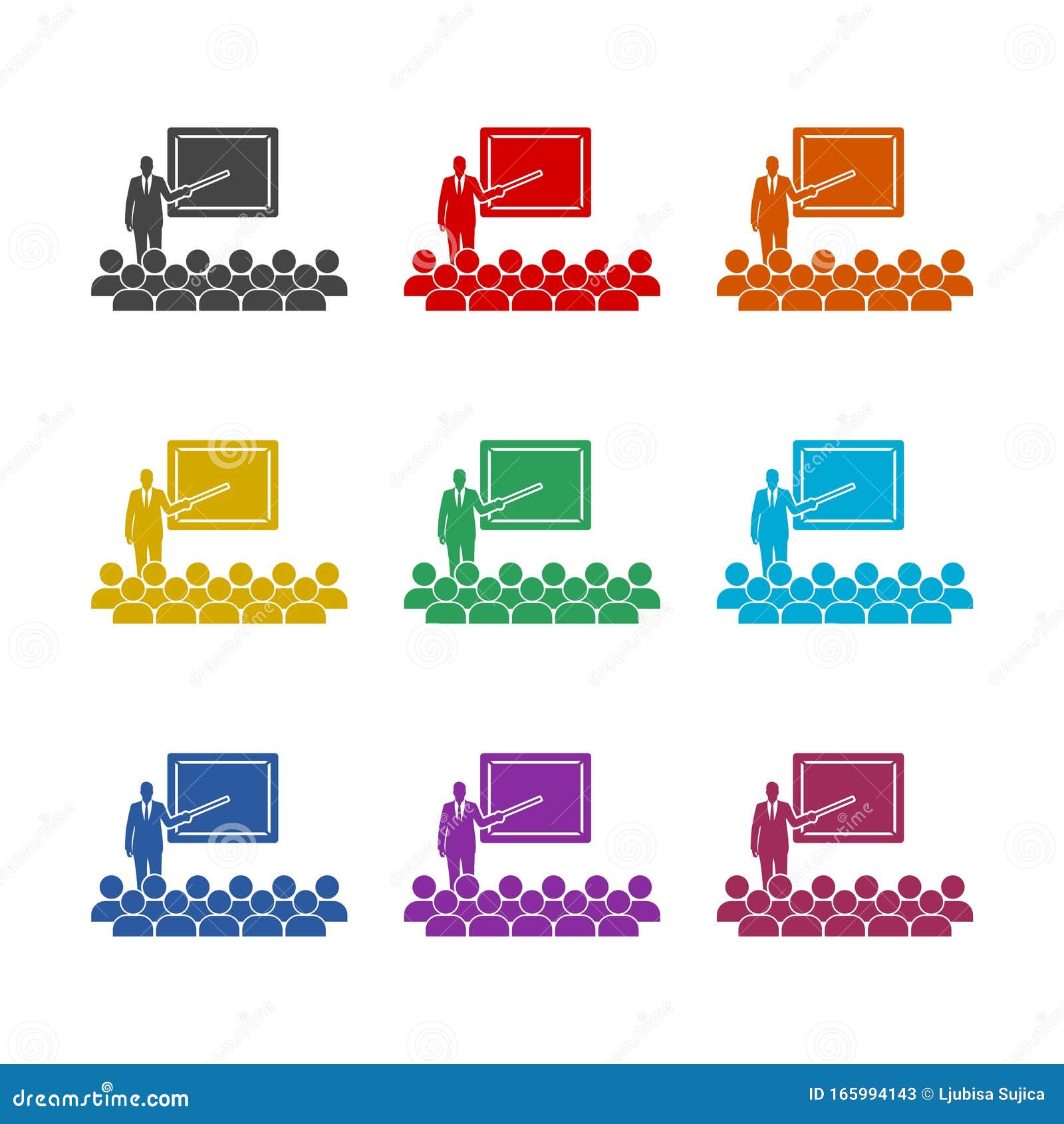 Presentation Color Icon Set Isolated on White Background Stock Vector ...