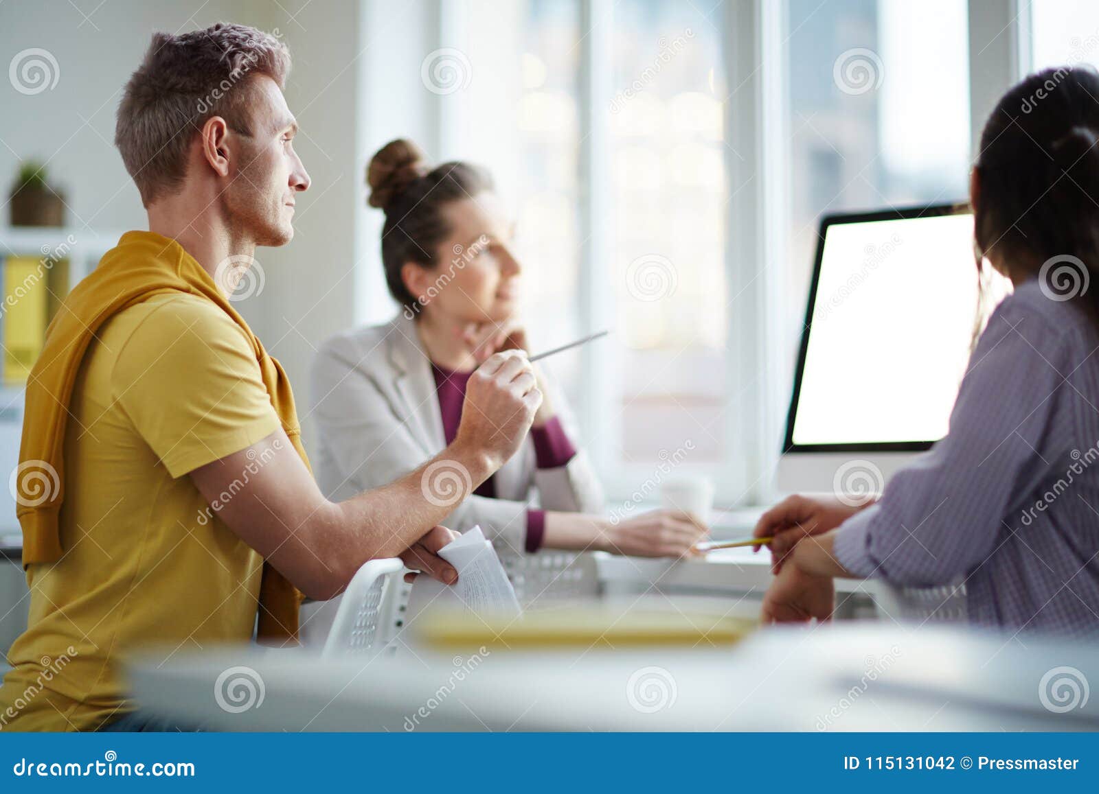 Presentation on computer stock photo. Image of adult - 115131042