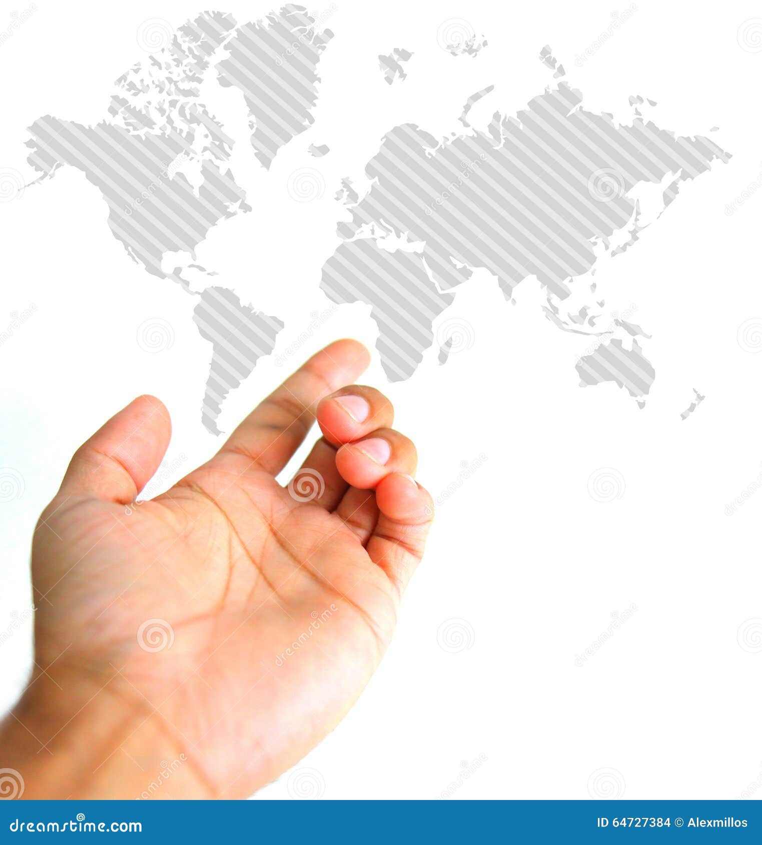 Presentation Concept. Hand and World Map Illustration Stock ...