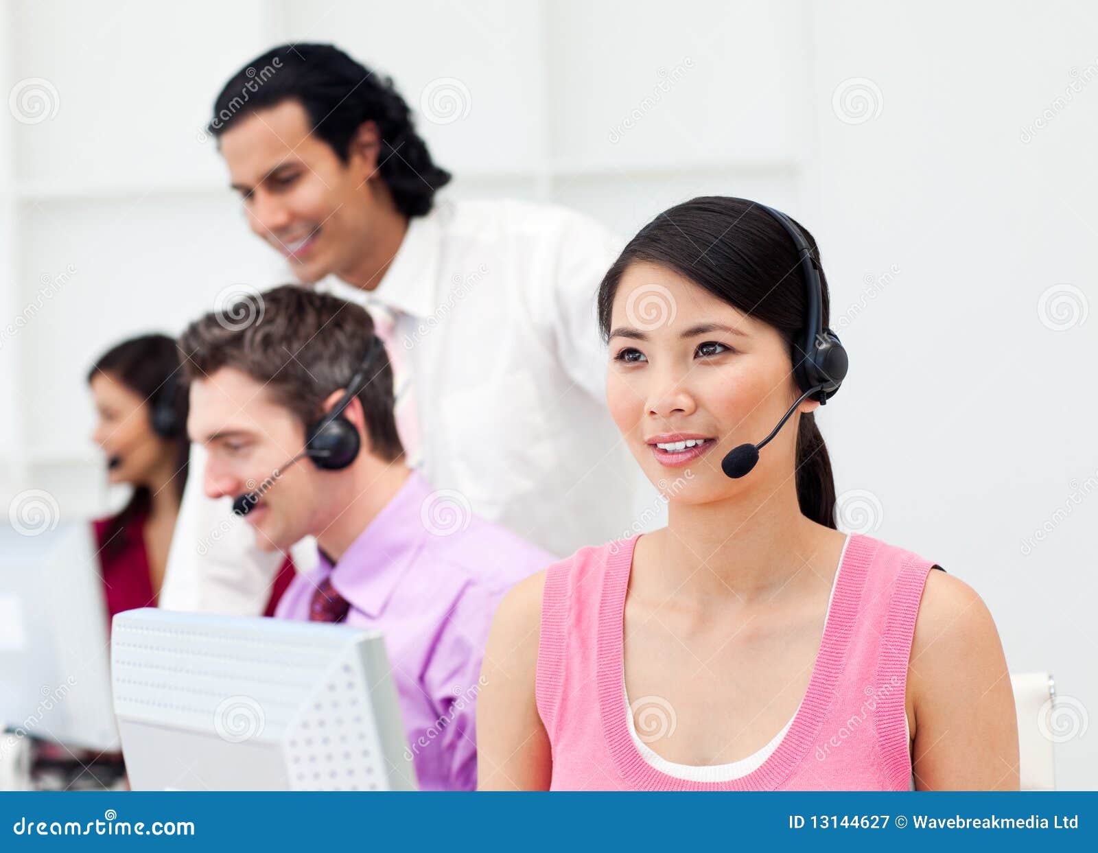 Presentation of an Customer Agent and Her Team Stock Image - Image of ...