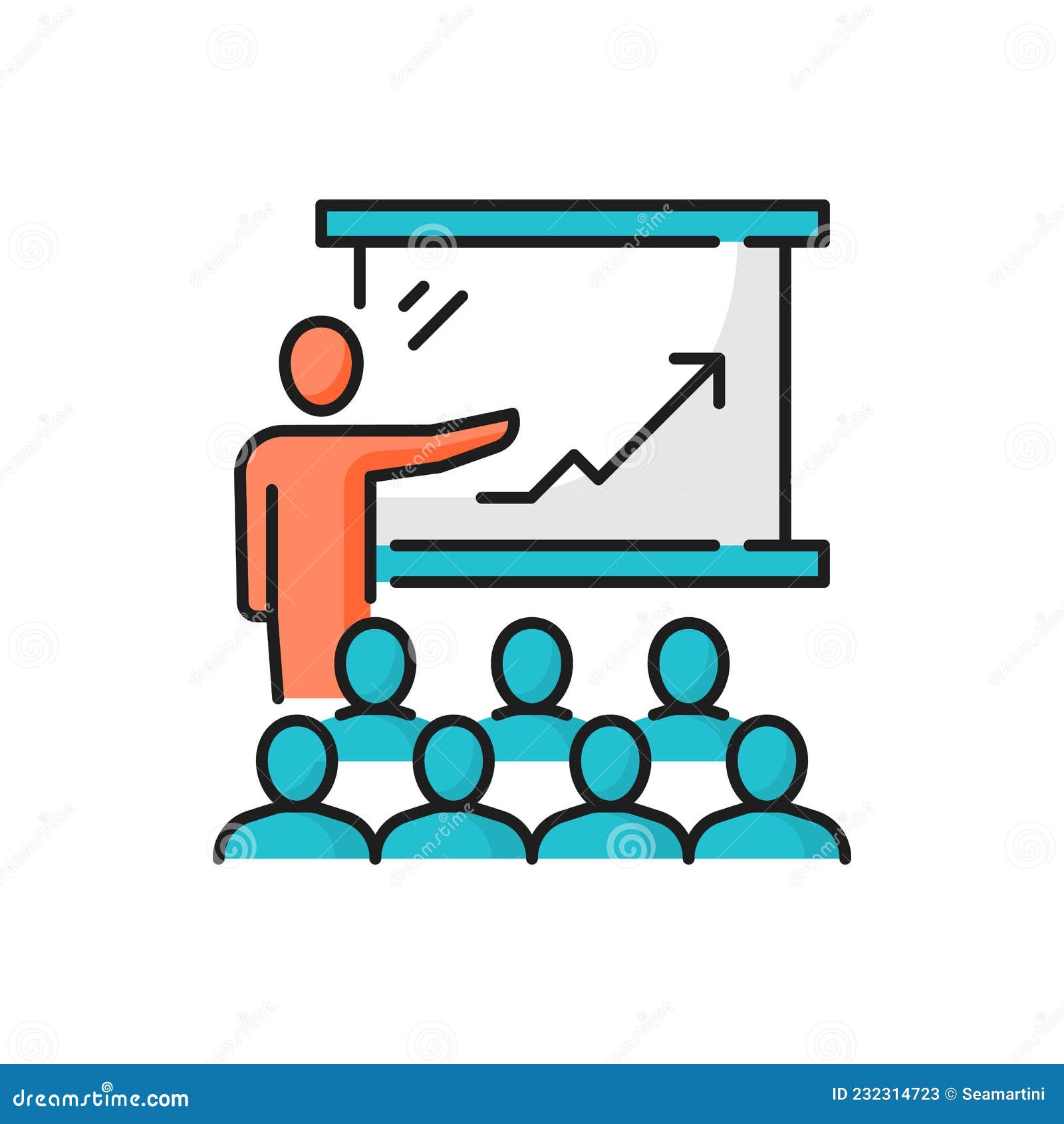 Presentation Discussion Man Speaker Point on Board Stock Vector ...