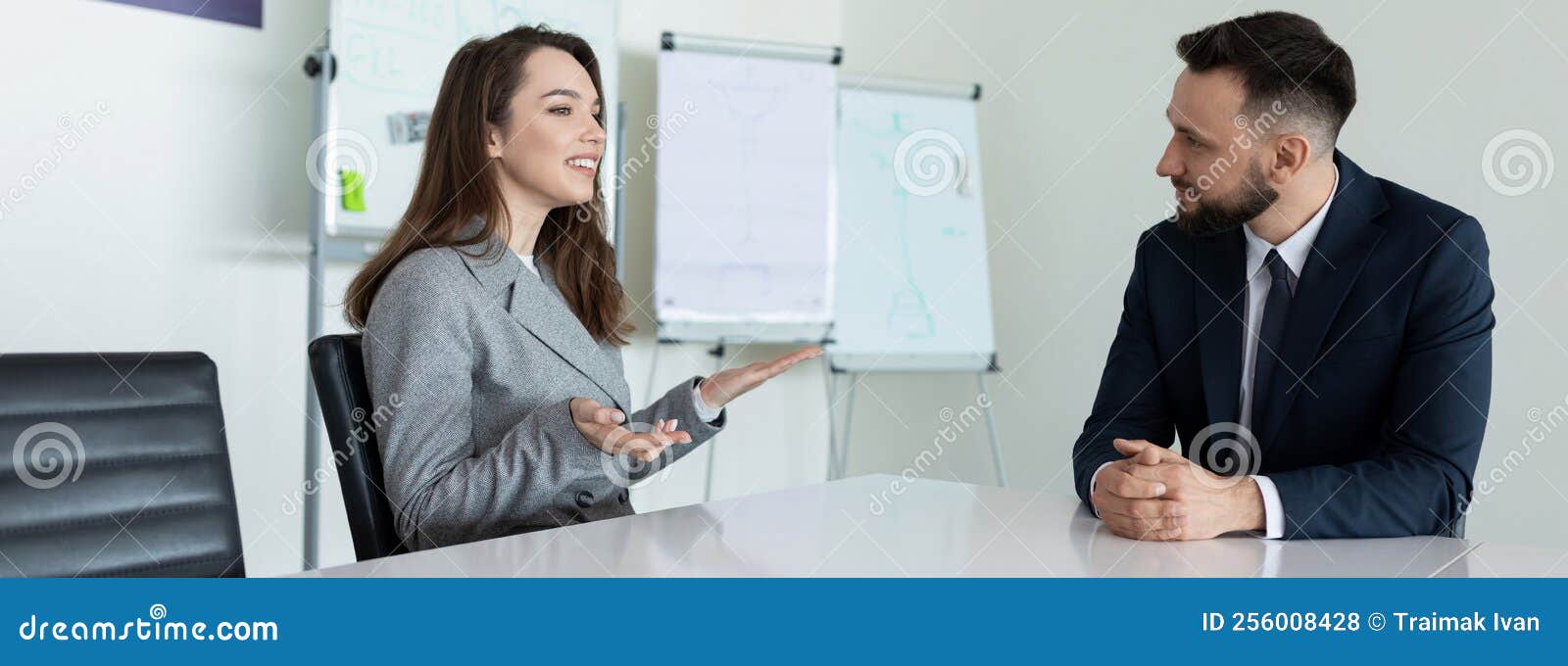 Presentation of an Employee at an Interview in the Office at the Table ...