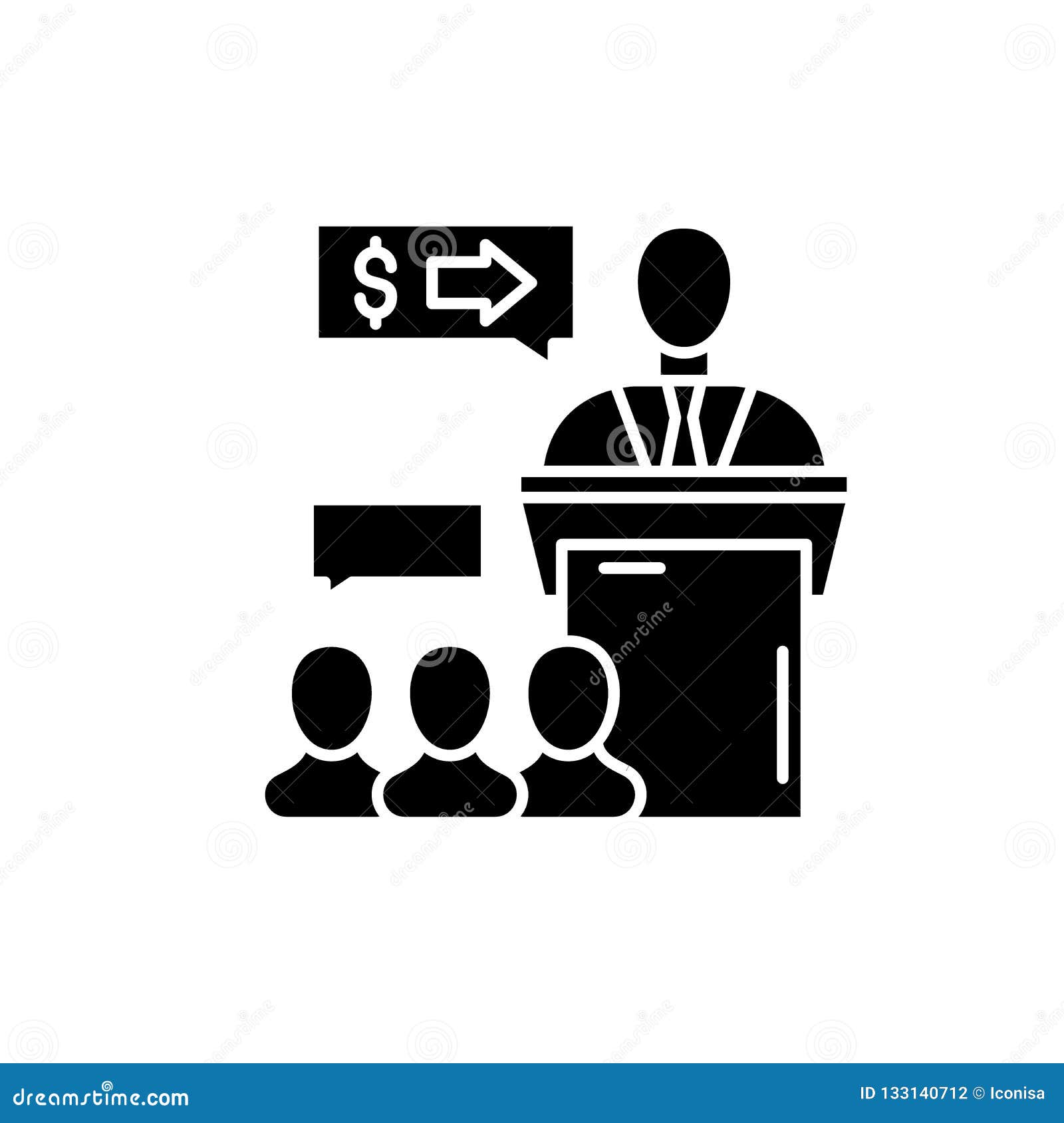 Presentation Event Black Icon, Vector Sign on Isolated Background ...