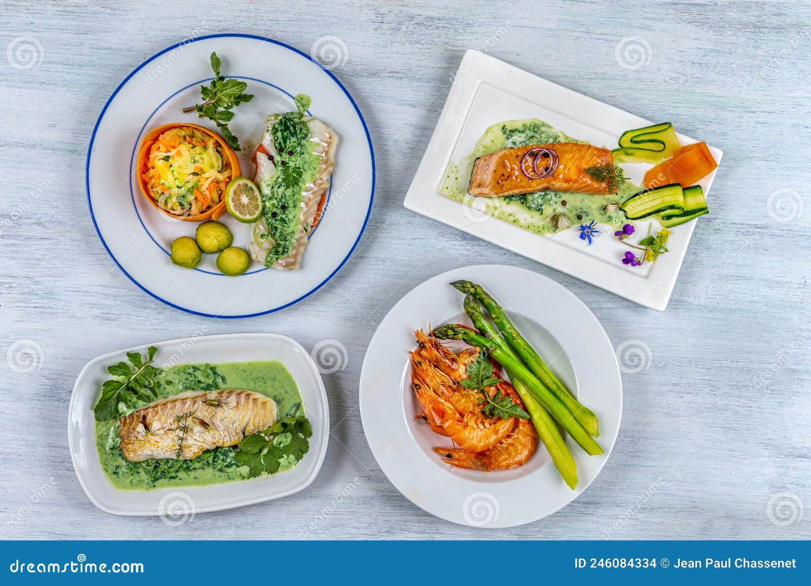Presentation of Fish Plates.on White Stock Photo - Image of carrots ...