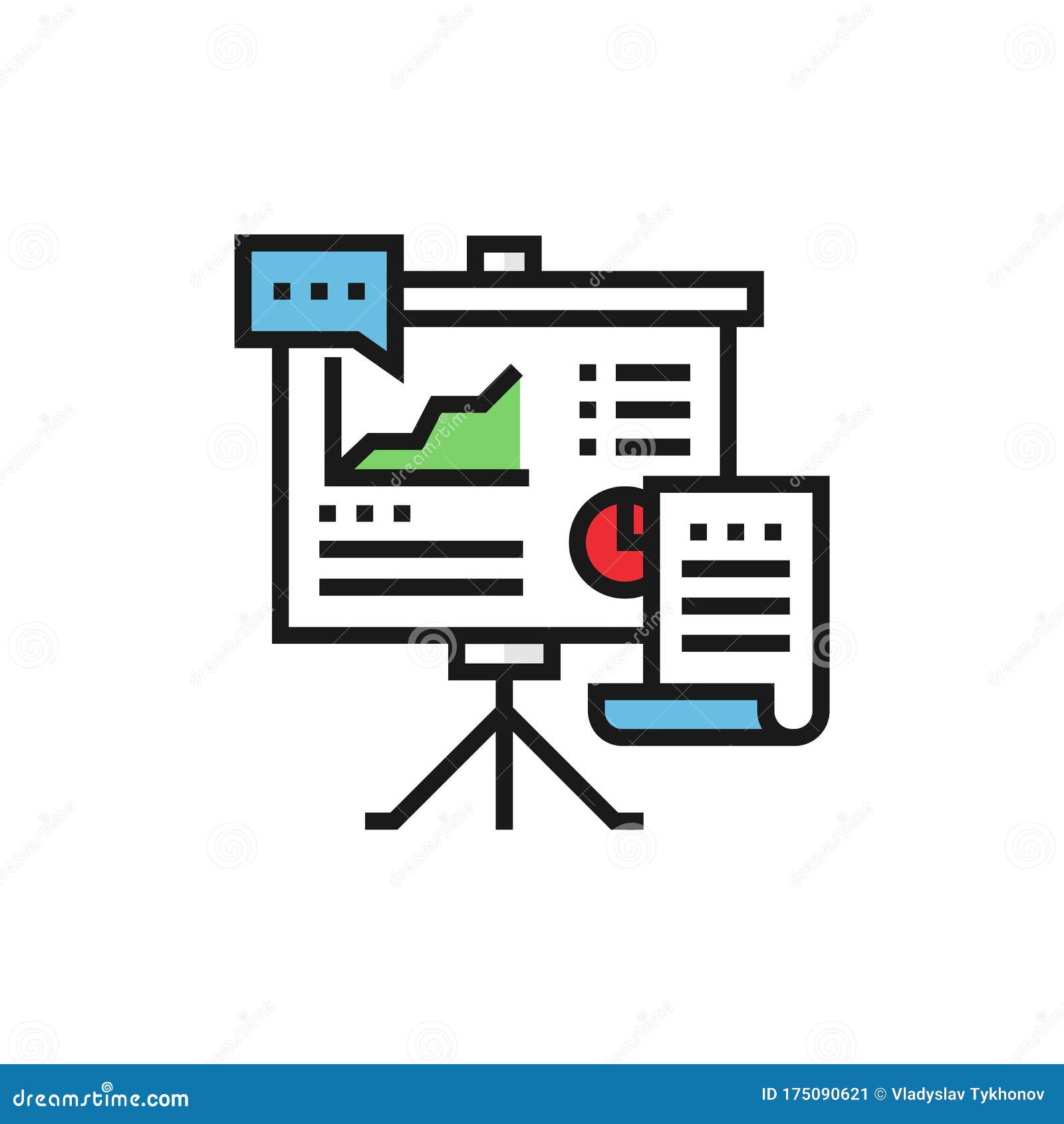 Presentation Flat Icon. Graph Poster Symbol. Vector EPS 10 Stock Vector ...