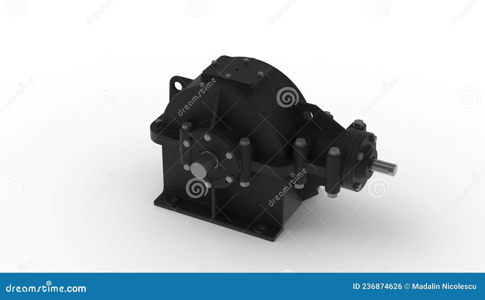 Gearbox, Stage Reducer, Isometric View, 3D Rendering, White Background ...