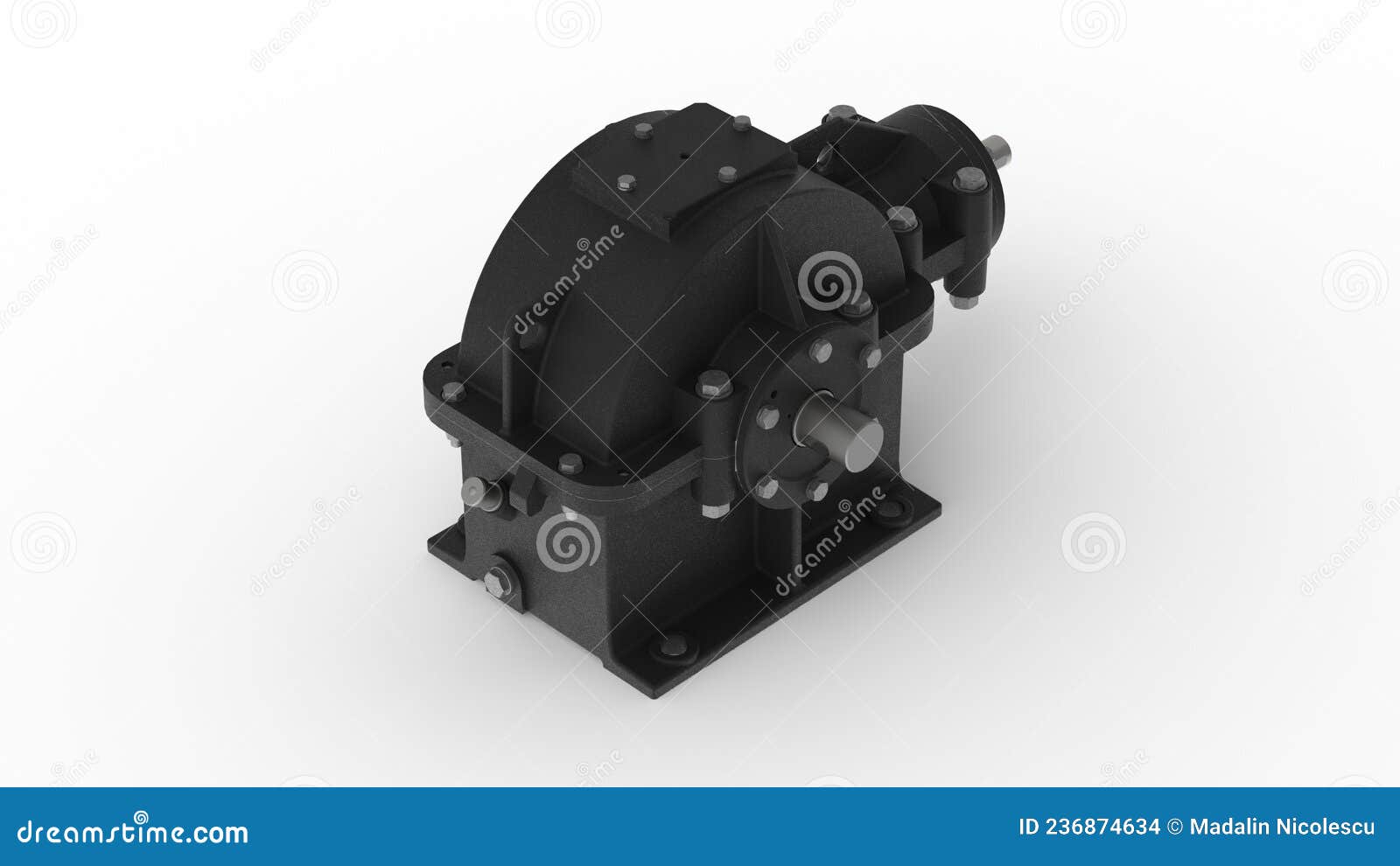 Gearbox, Stage Reducer, Side View, 3D Rendering, White Background Stock ...
