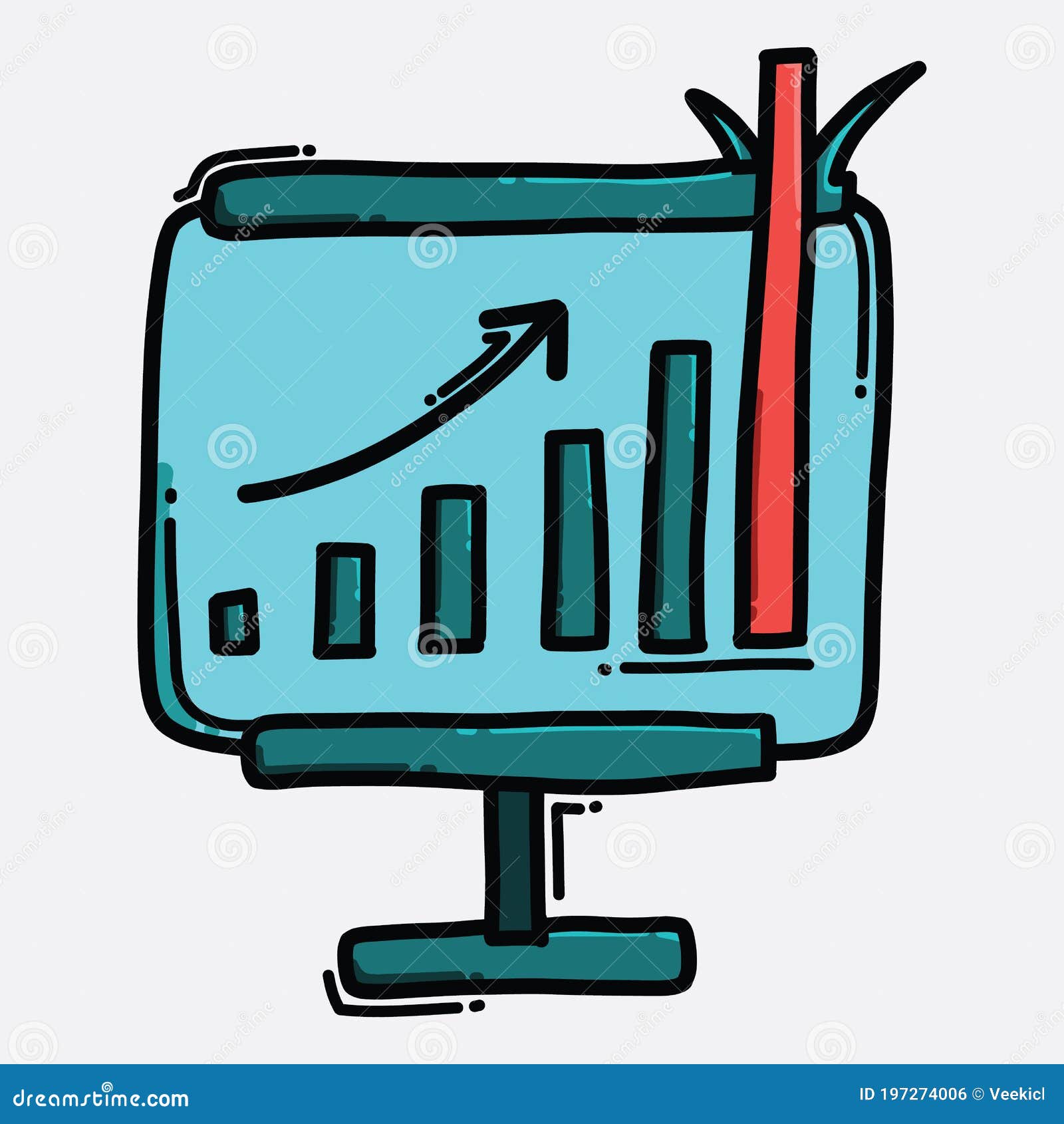 Presentation Graph Color Vector Icon. Drawing Sketch Illustration Hand ...