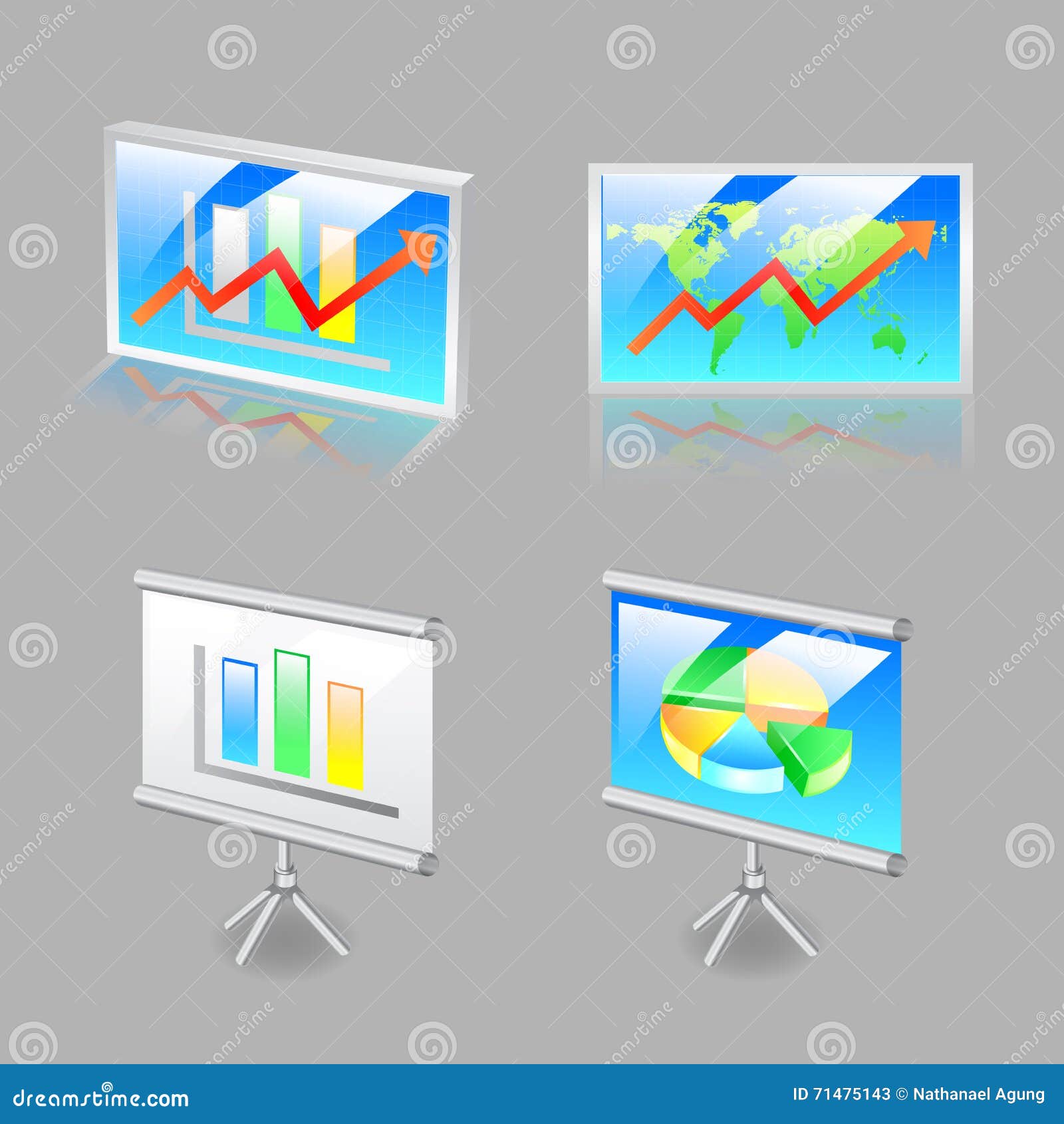 Presentation Icon Set Vector Stock Vector - Illustration of icon, chart ...