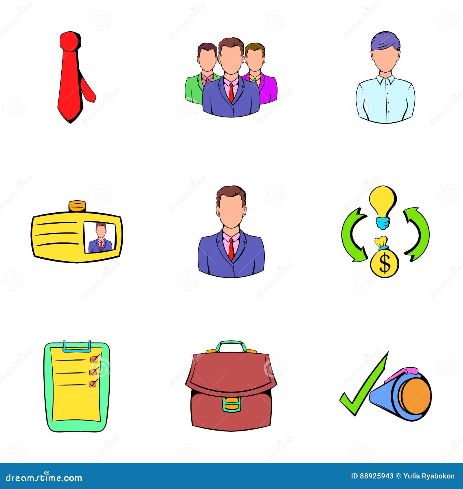 Presentation Icons Set, Cartoon Style Stock Vector - Illustration of ...