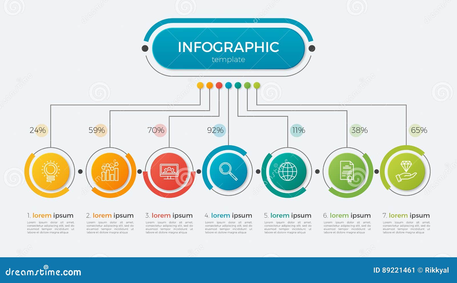 Presentation Infographic Template 7 Options Stock Vector - Illustration ...