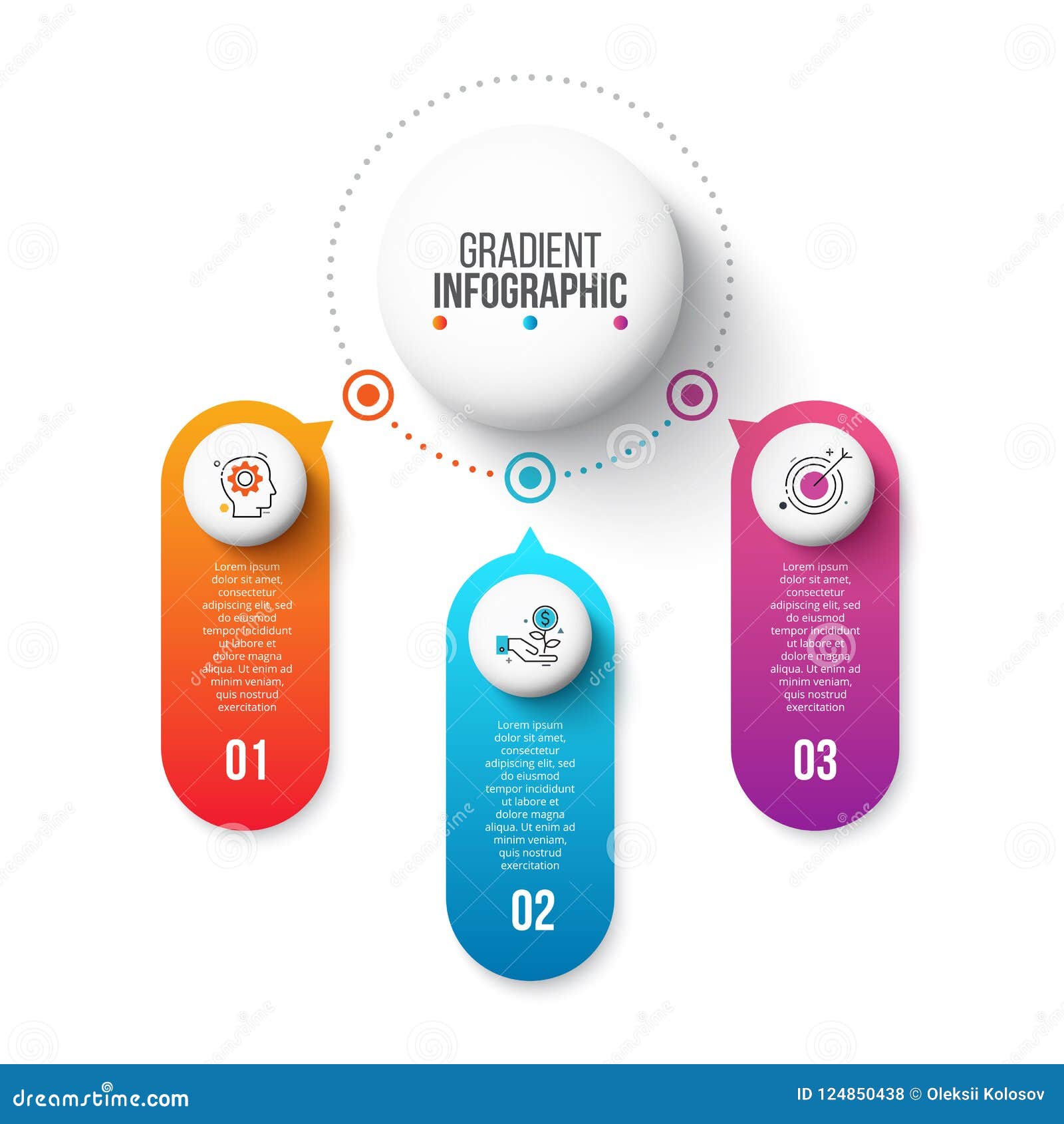 Presentation Infographic Template with 3 Steps, Options, Parts or ...