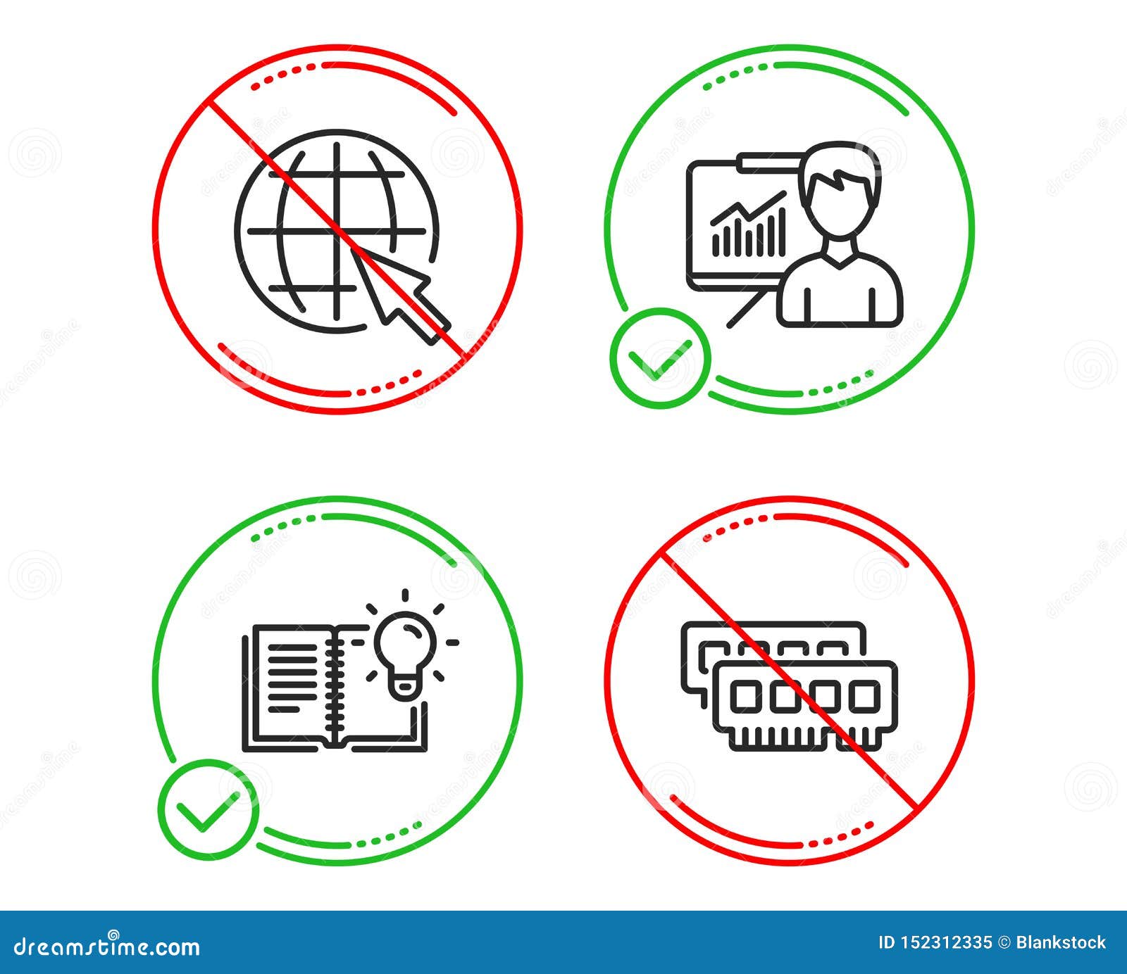 Presentation, Internet and Product Knowledge Icons Set. Ram Sign ...
