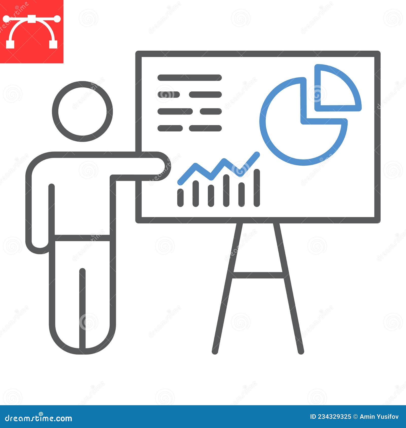 Presentation line icon stock vector. Illustration of group - 234329325