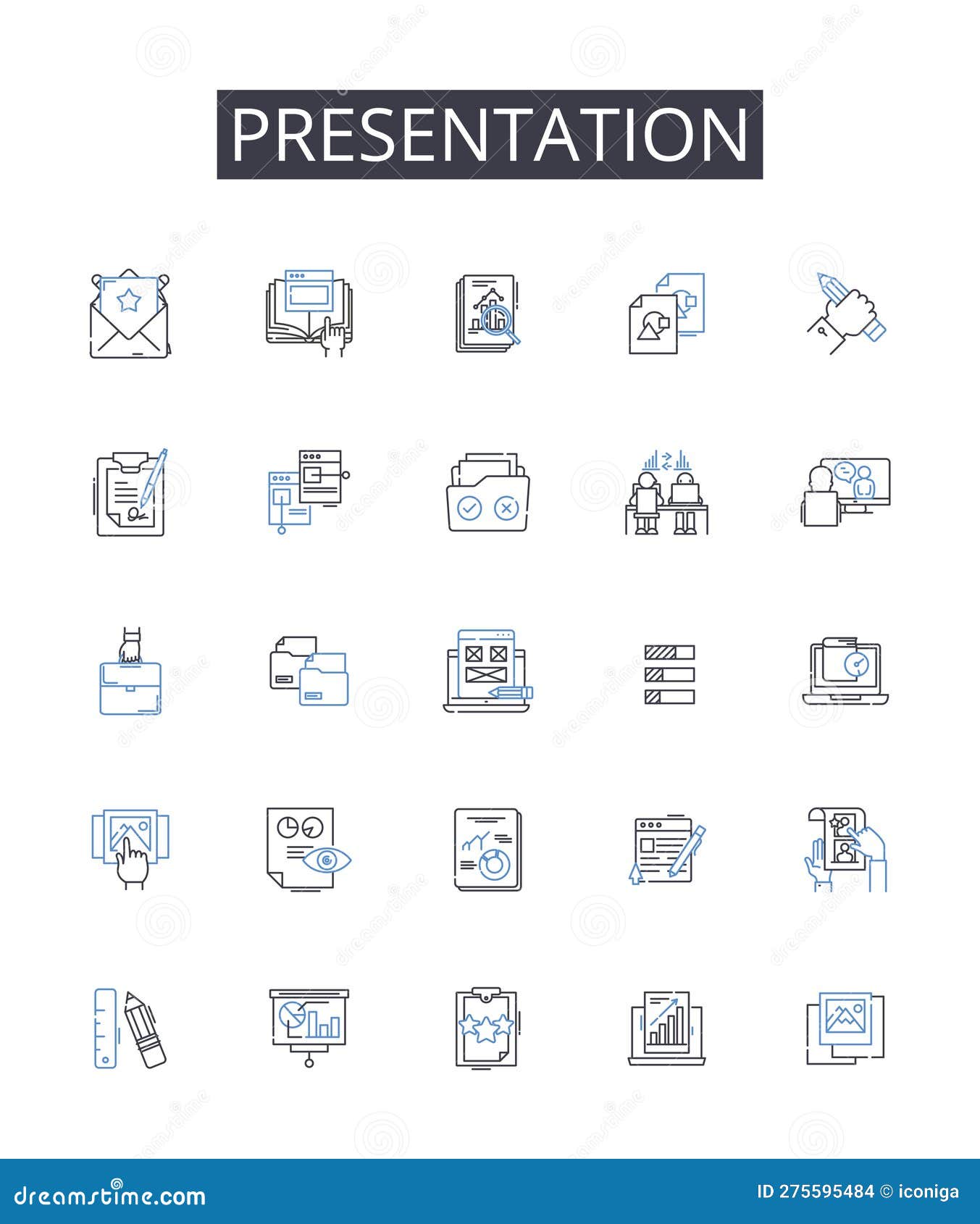Presentation Line Icons Collection. Performance, Demonstration, Show ...