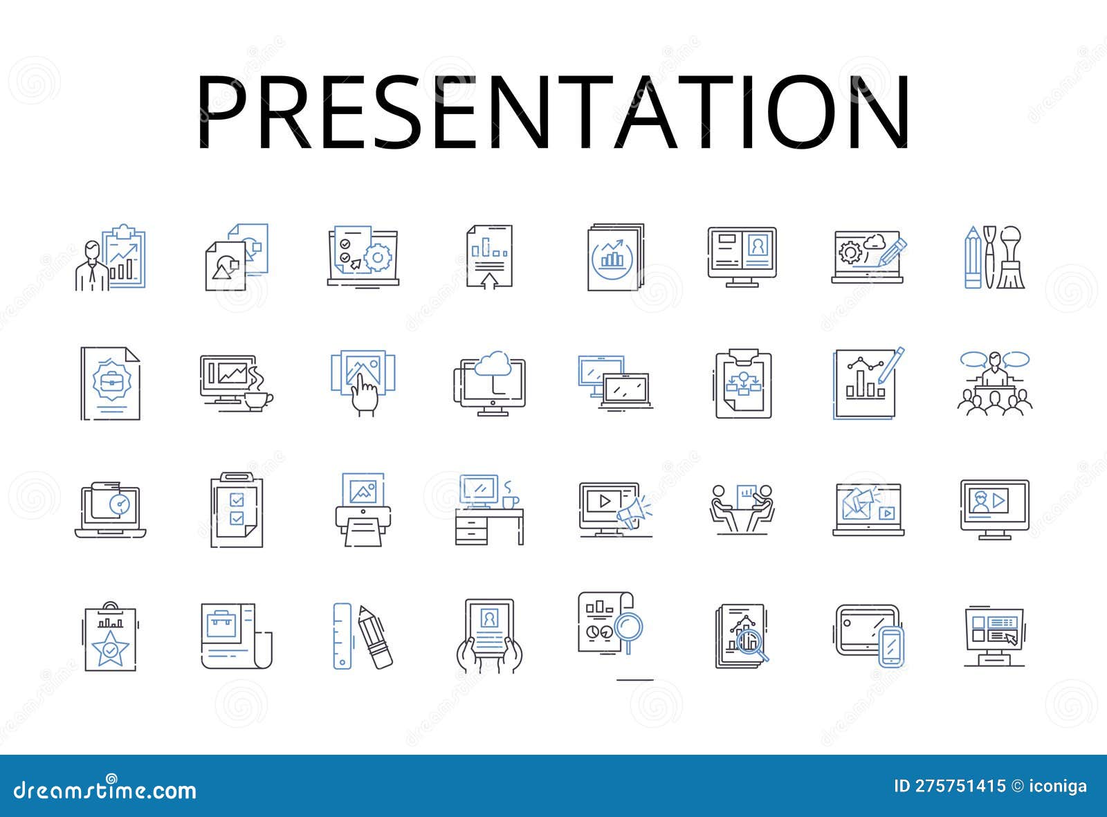 Presentation Line Icons Collection. Performance, Demonstration, Show ...