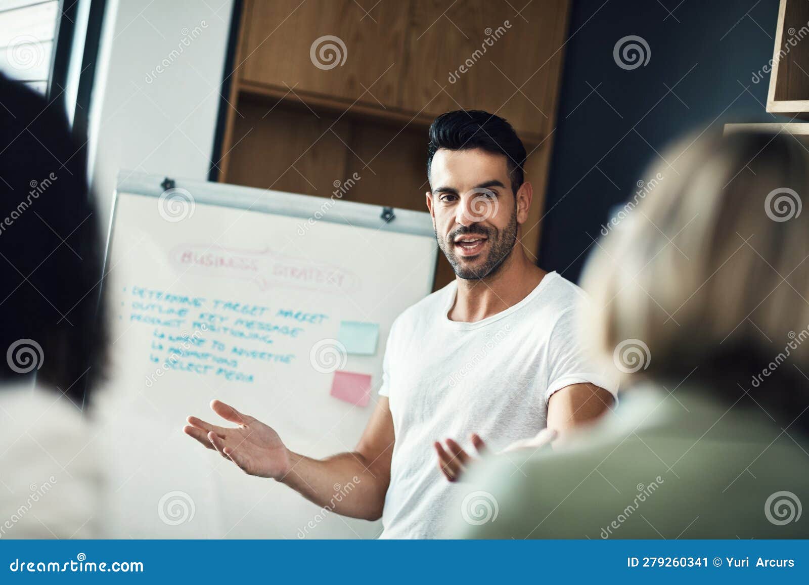 Presentation Meeting, Whiteboard and Man Explain Strategy, Business ...