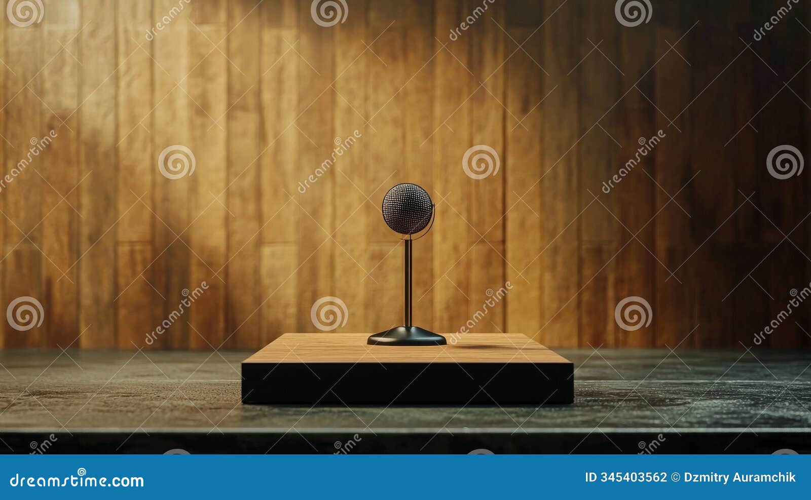 During a Presentation on a Modern Stage, a Lectern is Set Up with ...