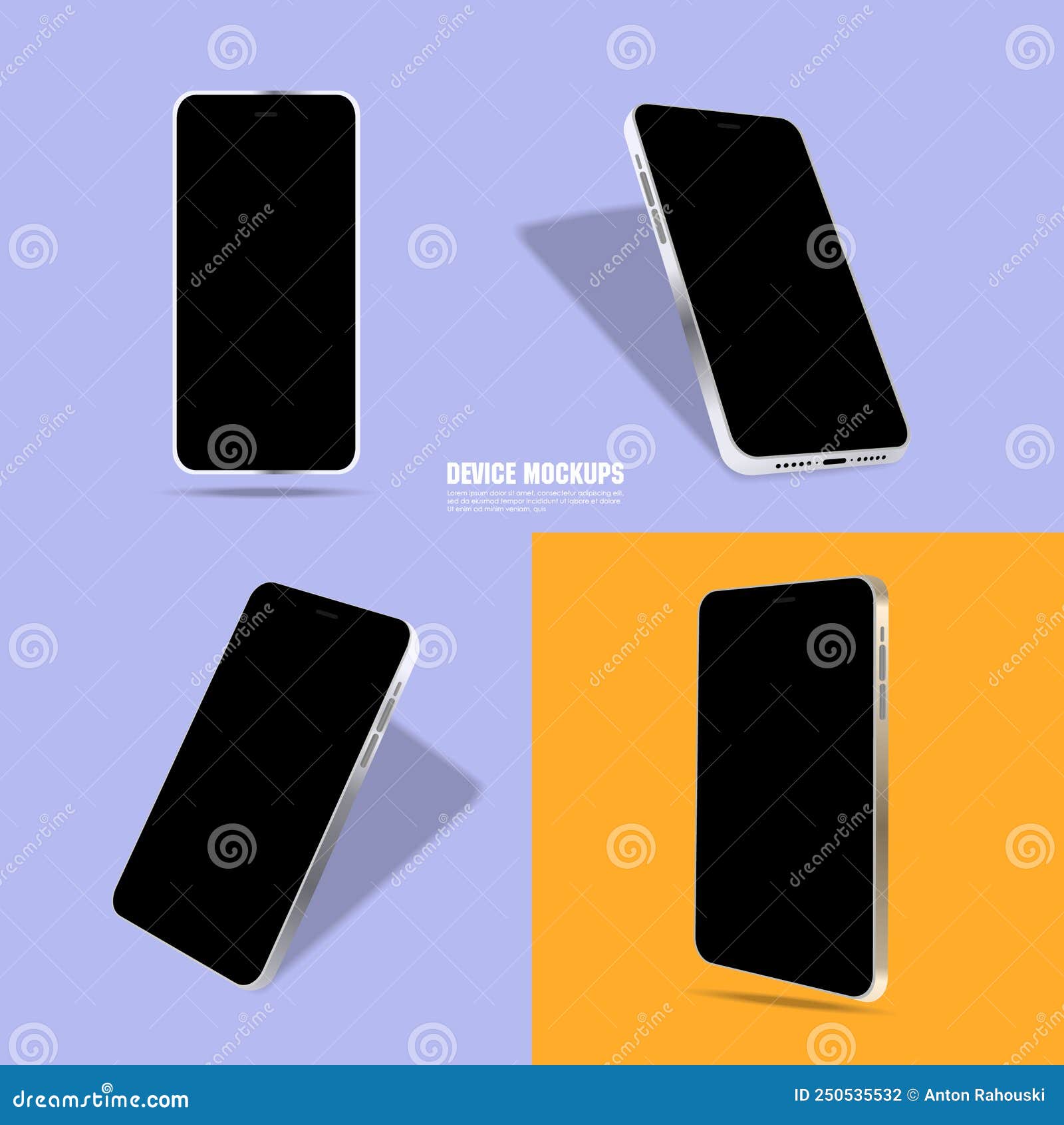 Presentation Modern Telephone. Mobile Phone in Three Projections, Side ...