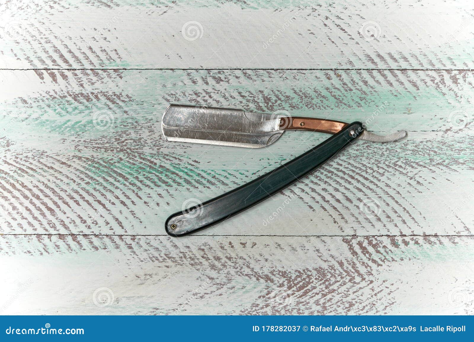 Presentation of Old Barber Tools of Different Types Stock Image - Image ...
