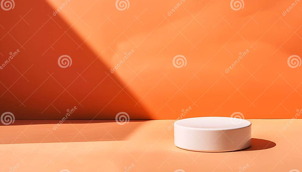 Presentation of Product. Shadows on Orange Background Stock Photo ...