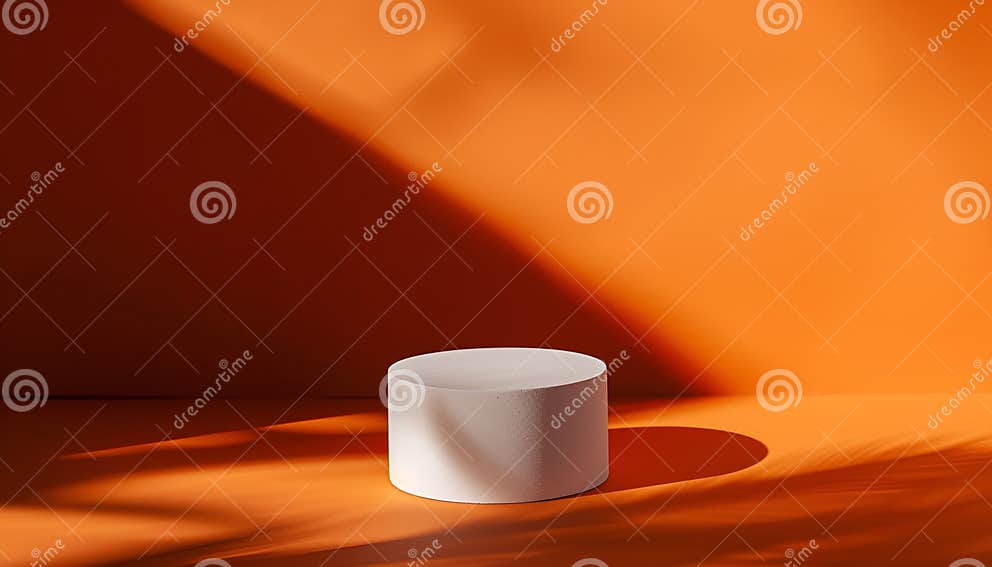 Presentation of Product. Shadows on Orange Background Stock Photo ...
