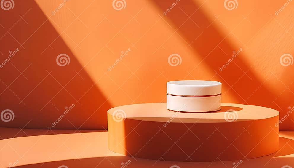Presentation of Product. Shadows on Orange Background Stock Photo ...