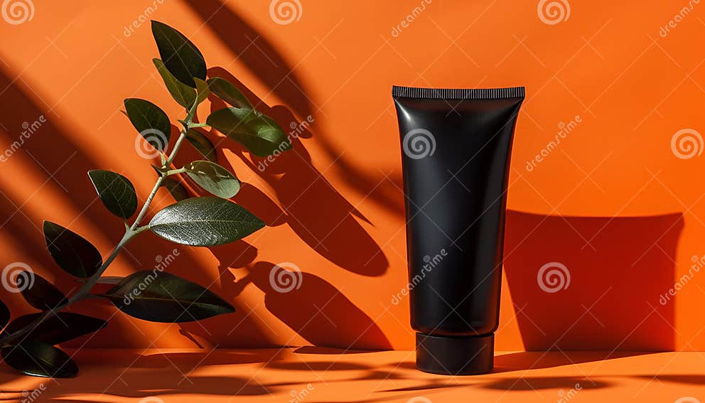 Presentation of Product. Shadows on Orange Background Stock Photo ...