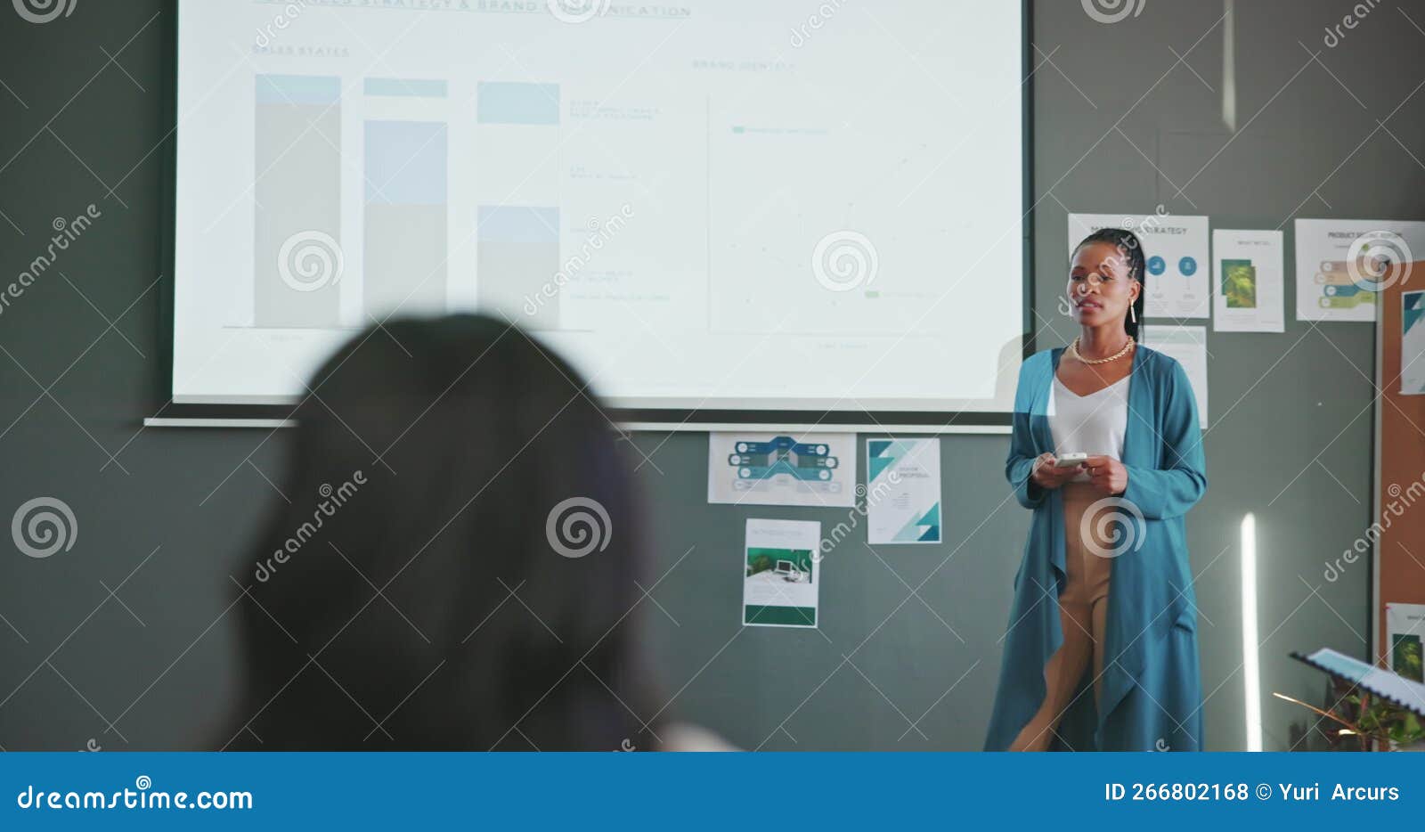 Presentation, Questions and Business Black Woman in Seminar, Workshop ...