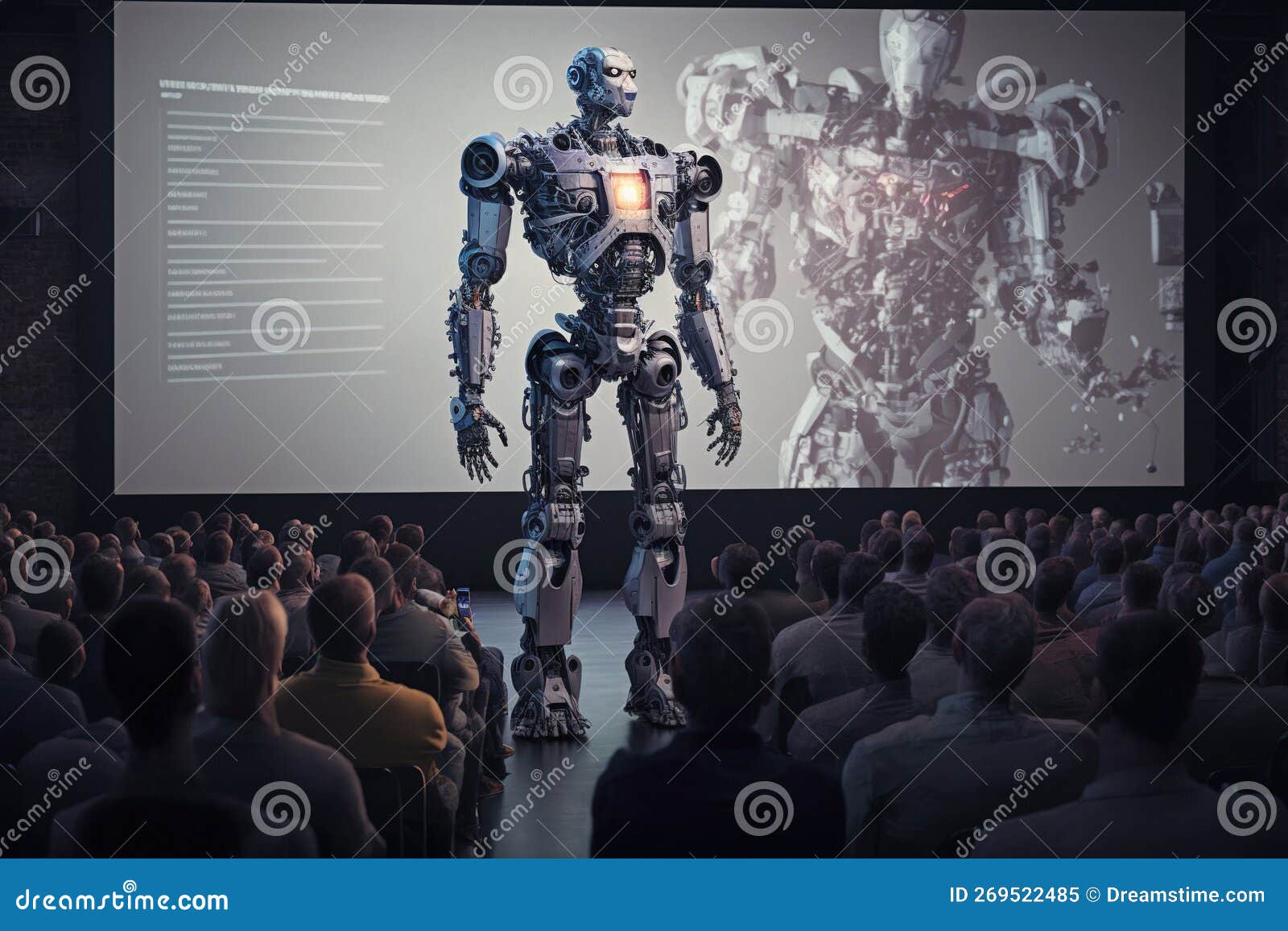 Presentation of the Robot in a Huge Hall with Spectators with a ...