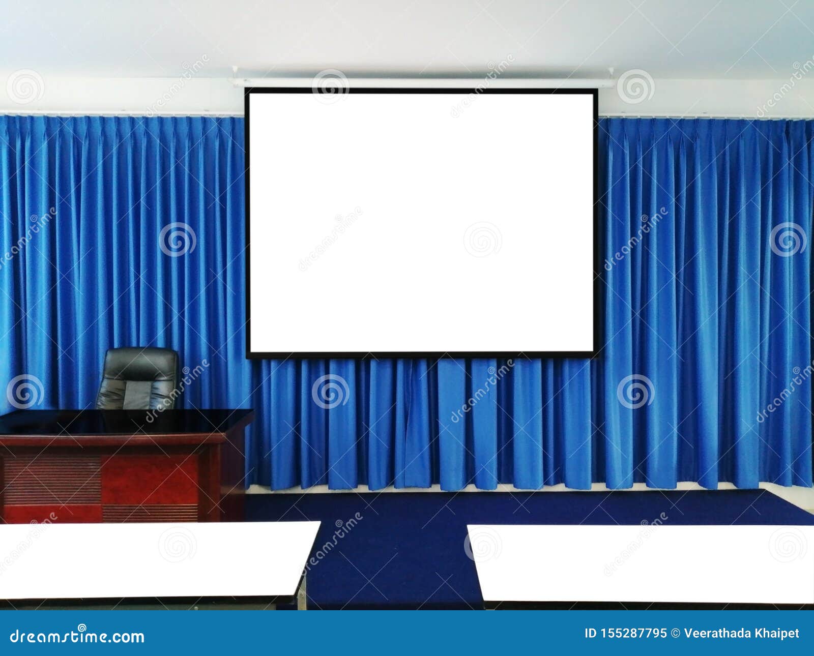 Presentation Room with Projection Screen Stock Image - Image of ...