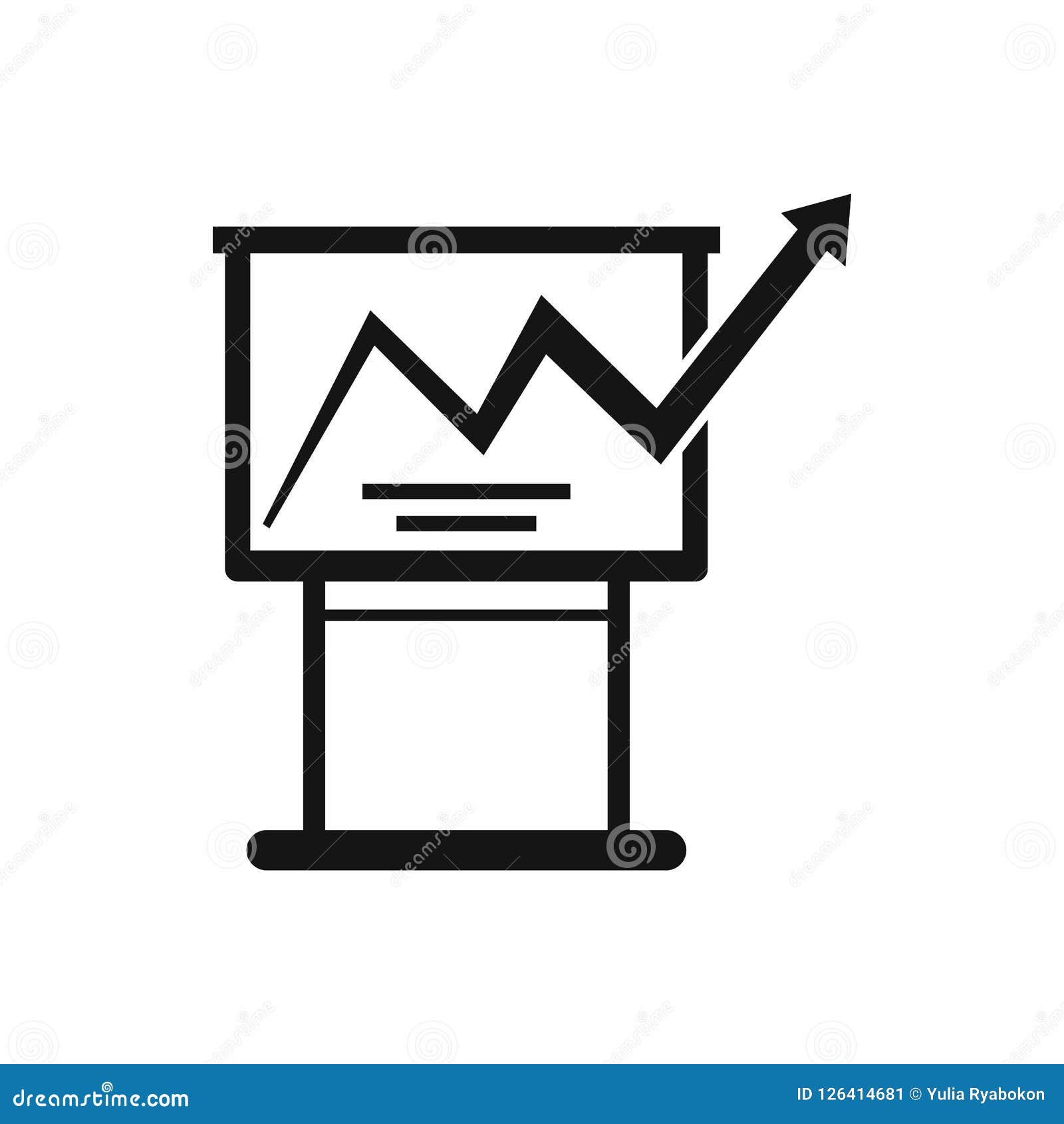 Presentation Screen with Graph Icon, Simple Style Stock Illustration ...