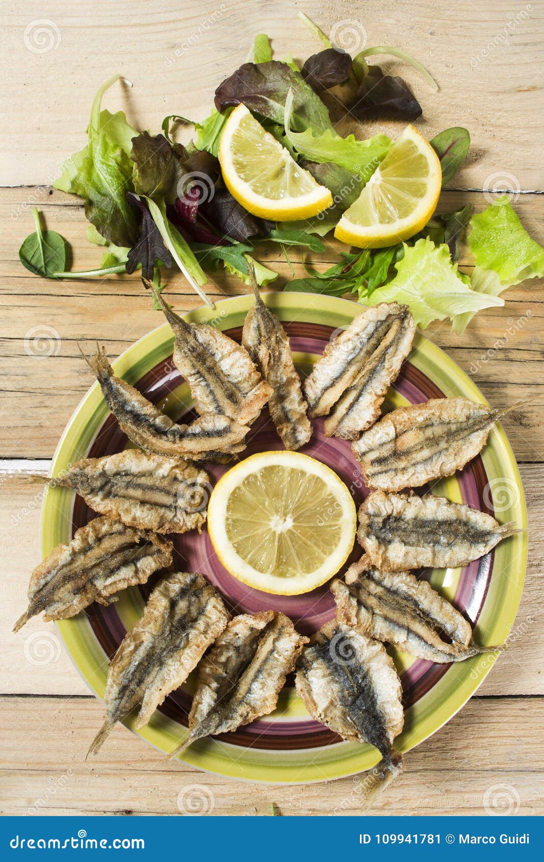 Fry of blue fish stock image. Image of anchovies, appetizer - 109941781