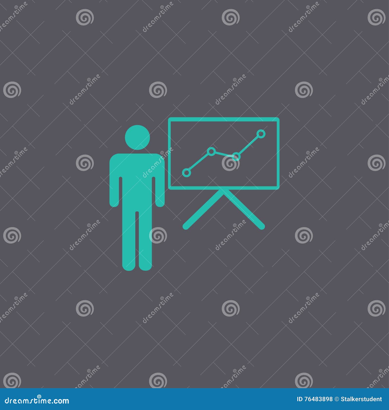 Presentation Sign Icon. Man Standing With Pointer Near The Flip Chart ...