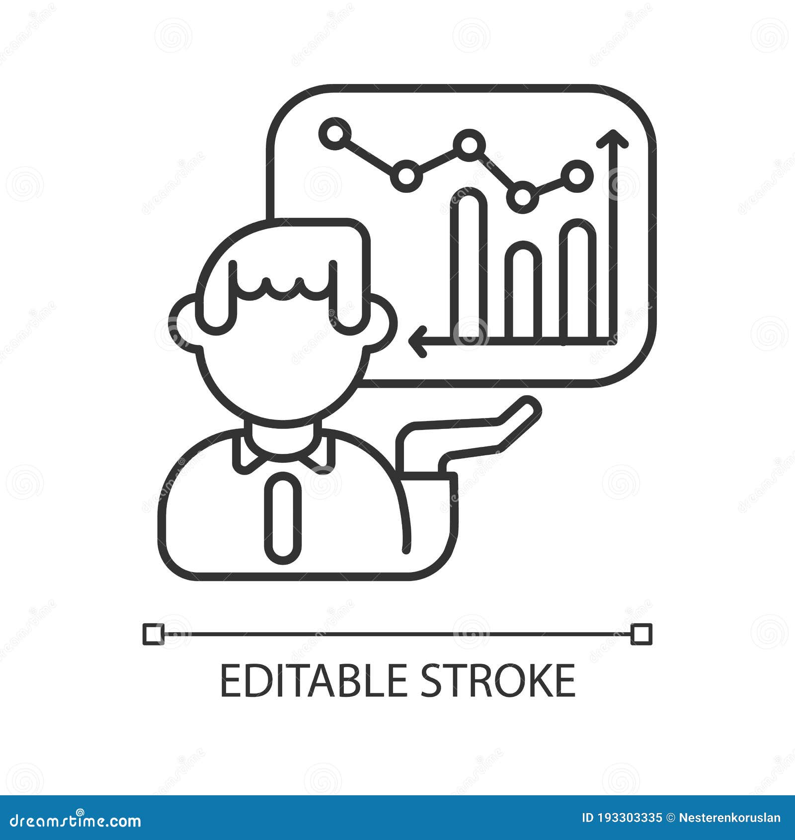 Presentation Skills Linear Icon Stock Vector - Illustration of forecast ...