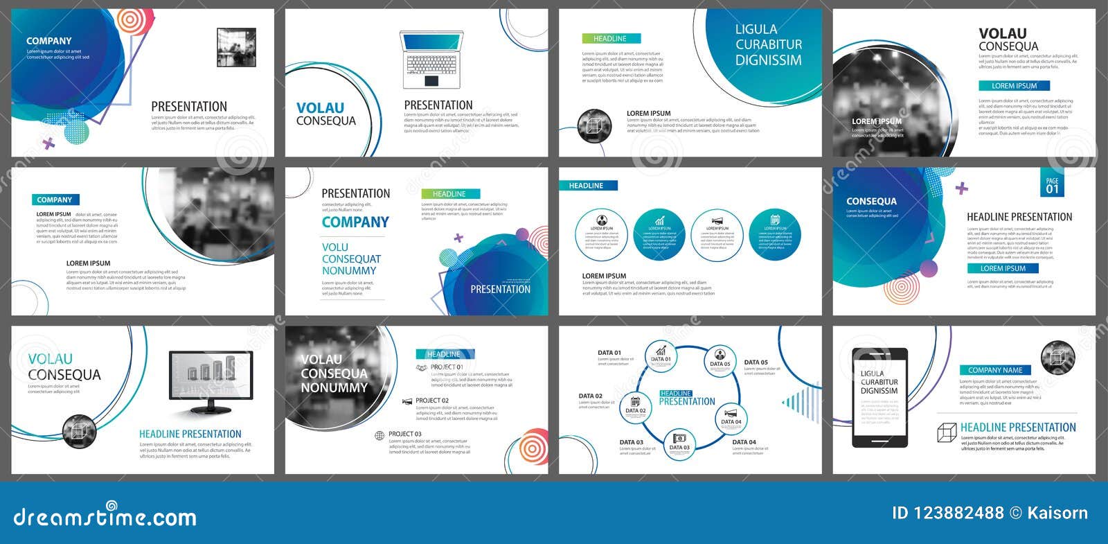 Presentation and Slide Layout Background. Design Blue and Green Stock ...