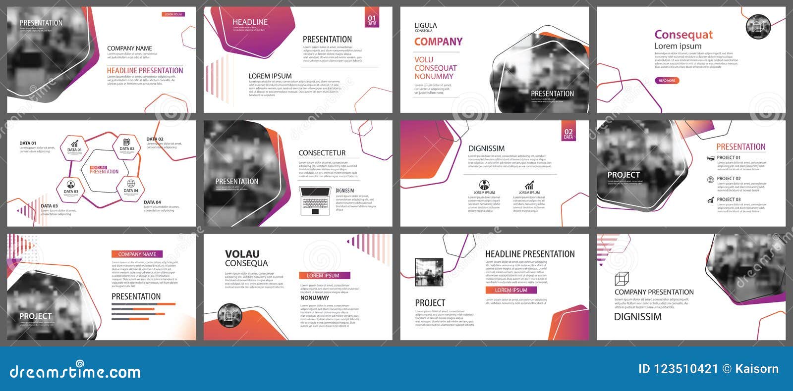 Presentation and Slide Layout Background. Design Orange and Purple ...